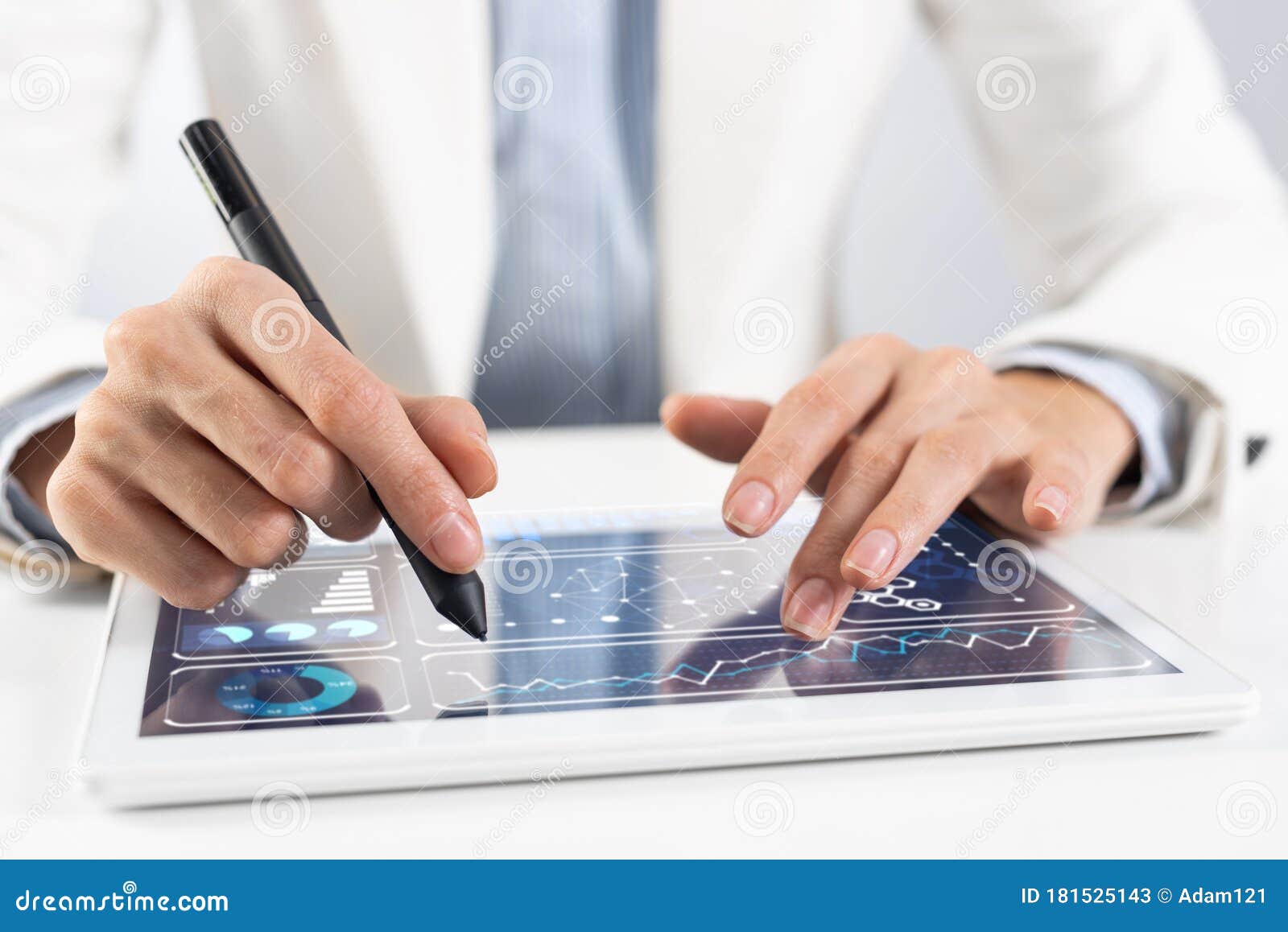 Tablet Computer for Financial Data Analysis Stock Image - Image of ...