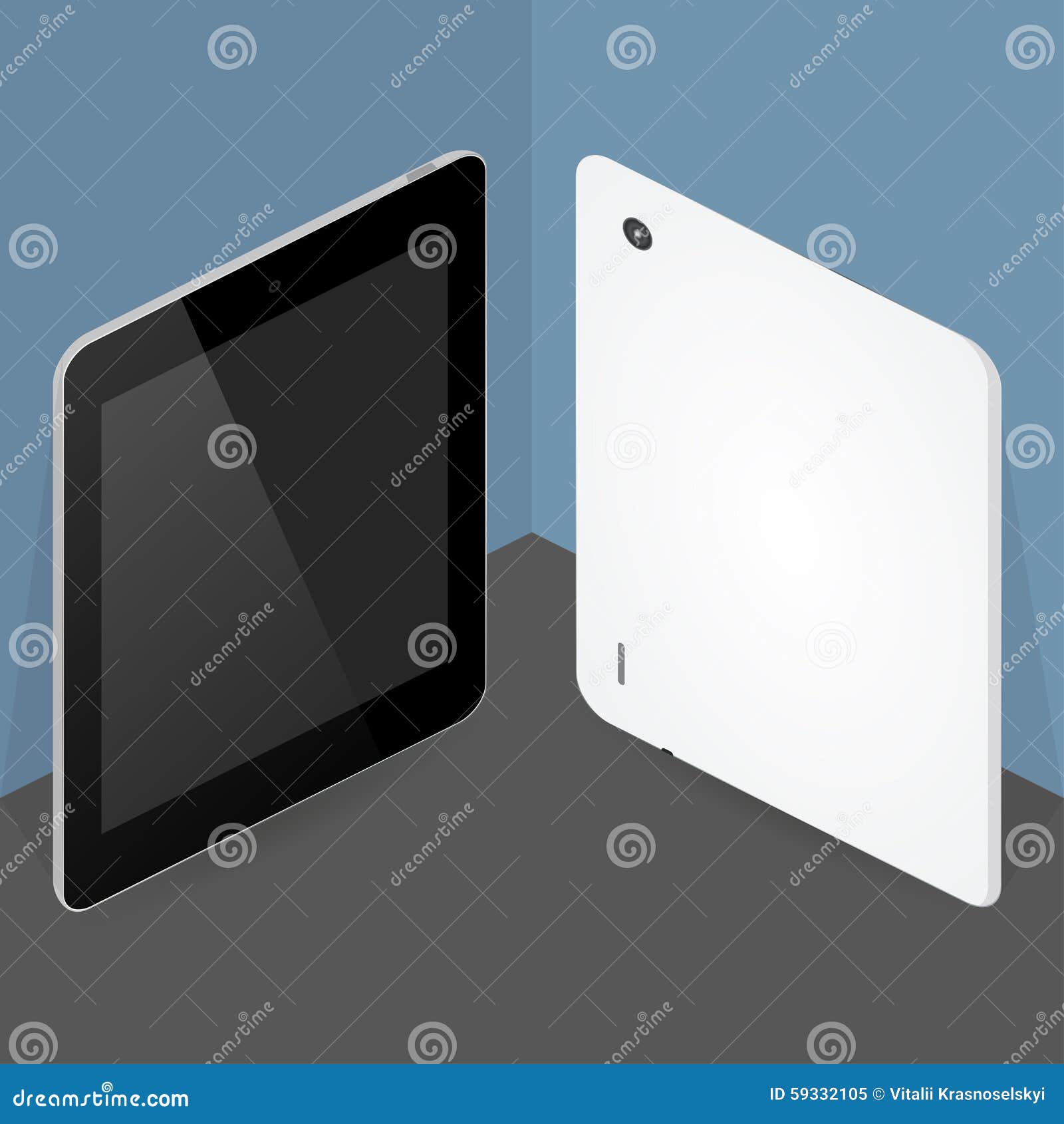 Tablet Computer Front Back Side Isometric Style Flat Stock Vector ...
