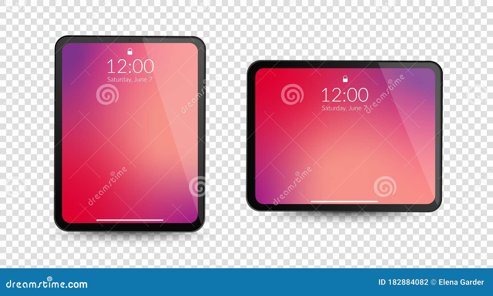 Tablet Computer Gadgets. Horizontal and Vertical Screen Display ...