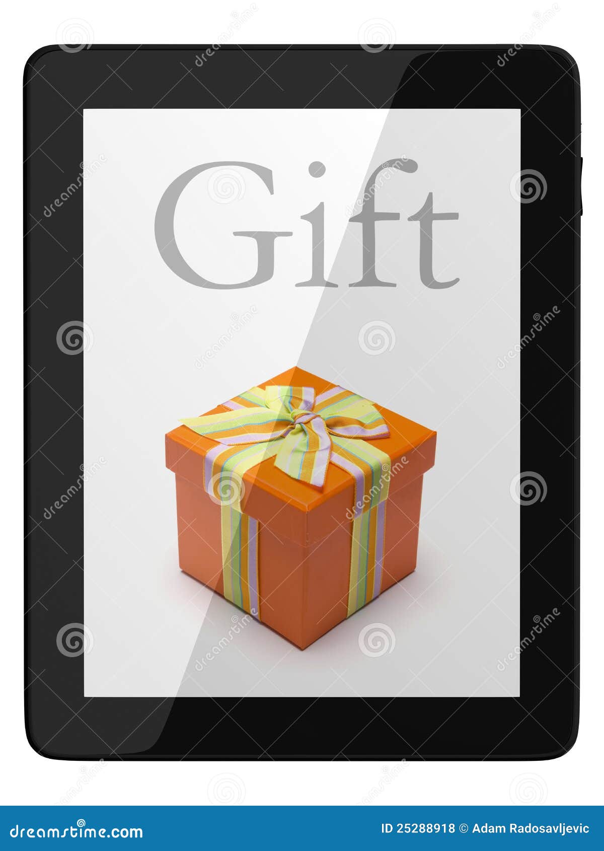 Tablet Computer and Gift stock illustration. Illustration of ...