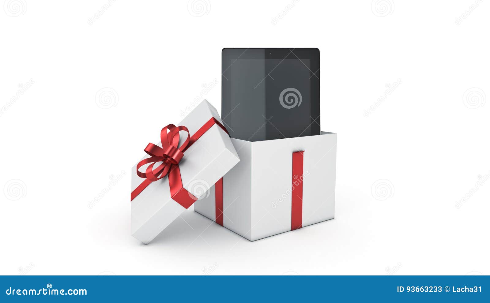 Tablet Computer. Gift Box Concept Stock Illustration - Illustration of ...