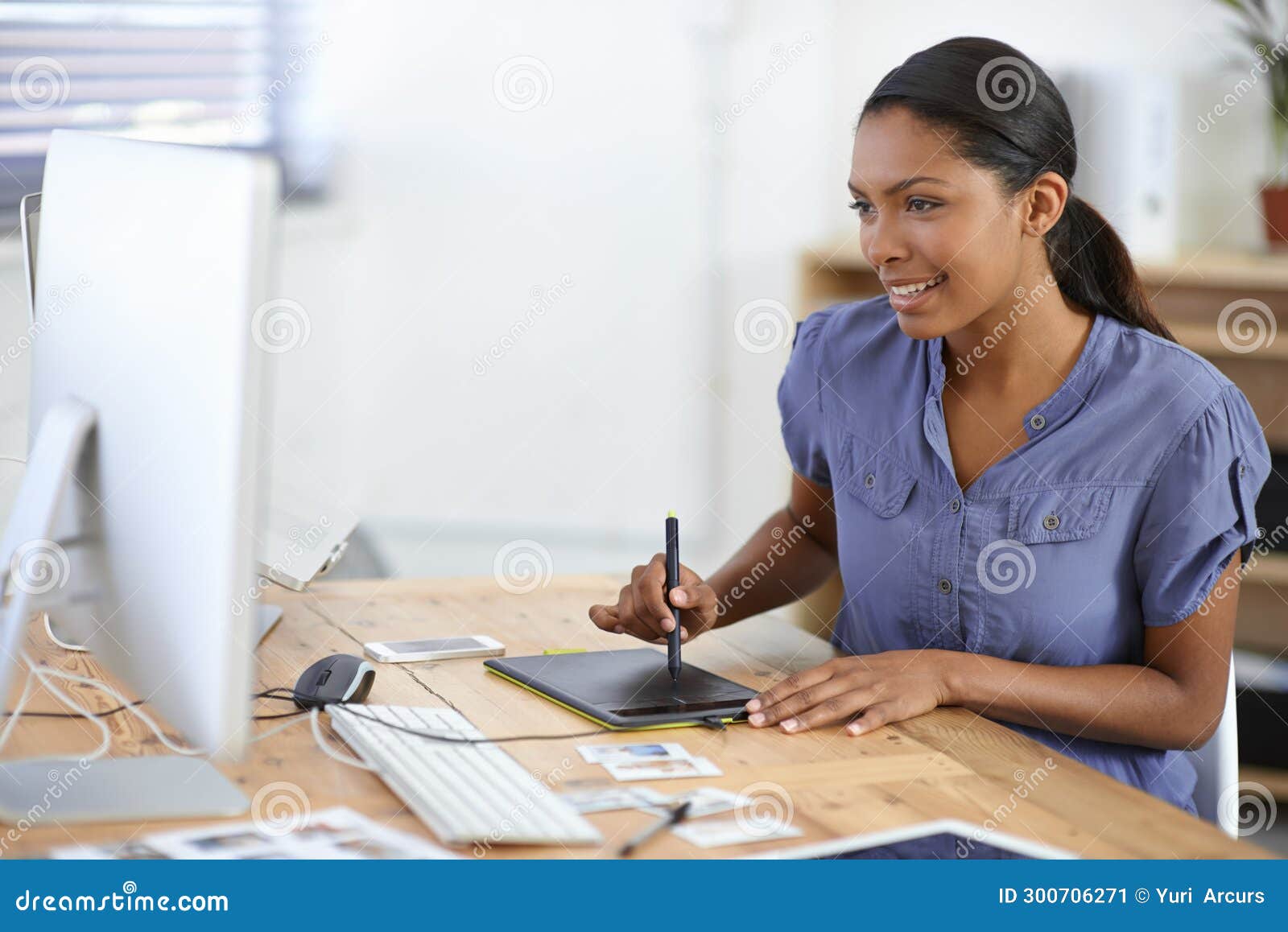Tablet, Computer and Graphic Design Woman Doing Drawing of Creative CAD ...