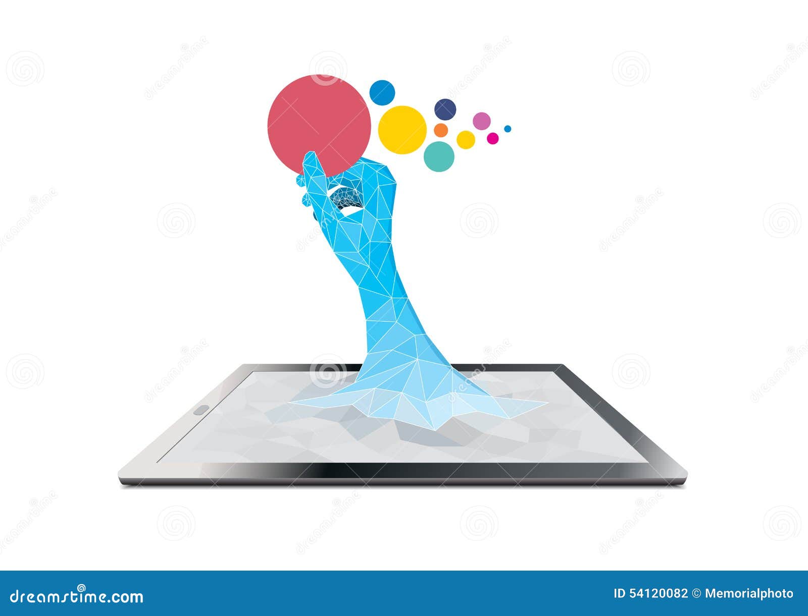 Tablet Computer with Hand Holding Label Stock Vector - Illustration of ...
