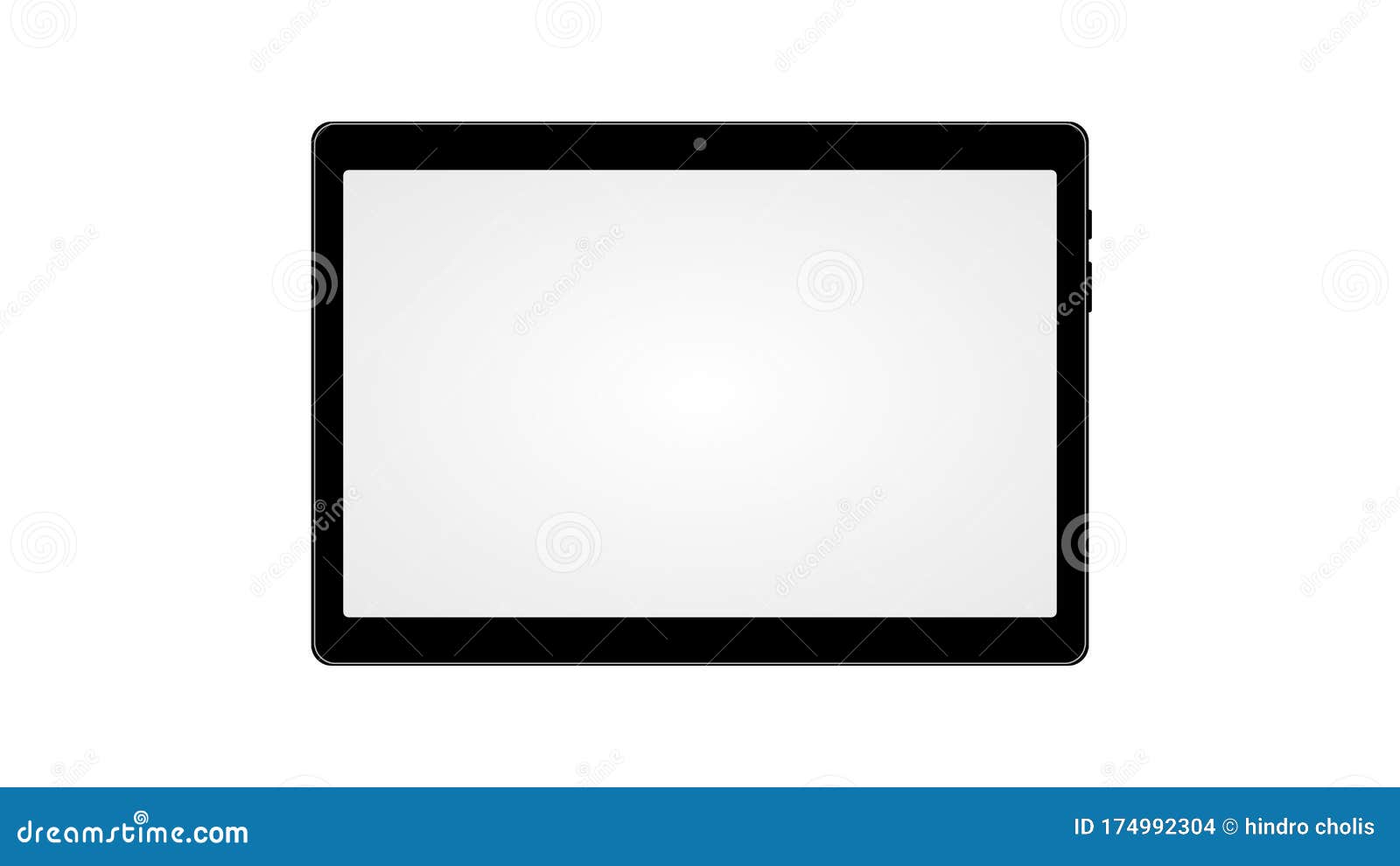 Tablet Computer Horizontal Mockup. Front View Stock Vector ...