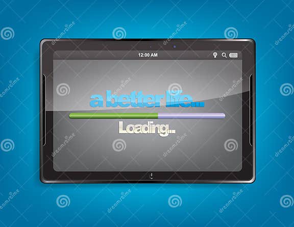 Tablet Computer with Loading Bar Stock Vector - Illustration of advice ...