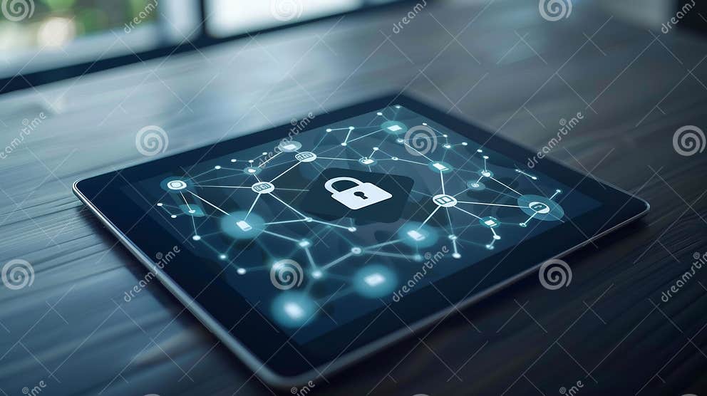 A Tablet Computer with a Lock Icon on the Screen, AI Stock Photo ...