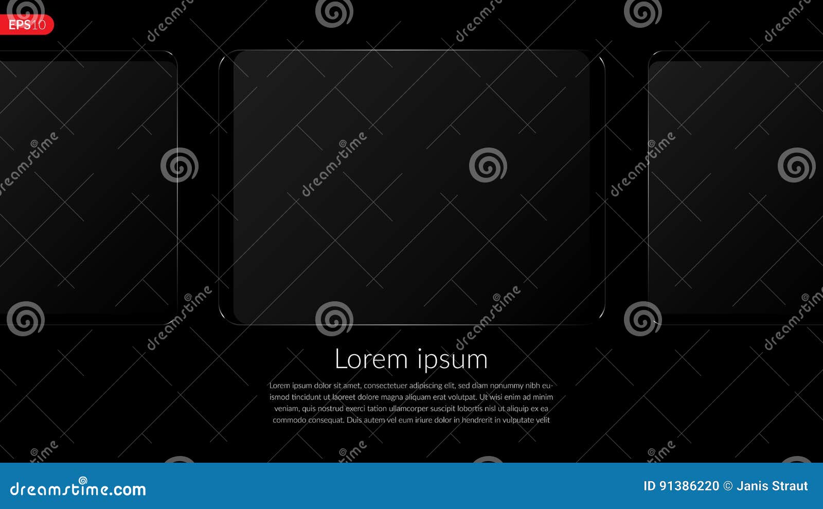 Black Screen Mockup Set, Realistic Style Cartoon Vector | CartoonDealer ...