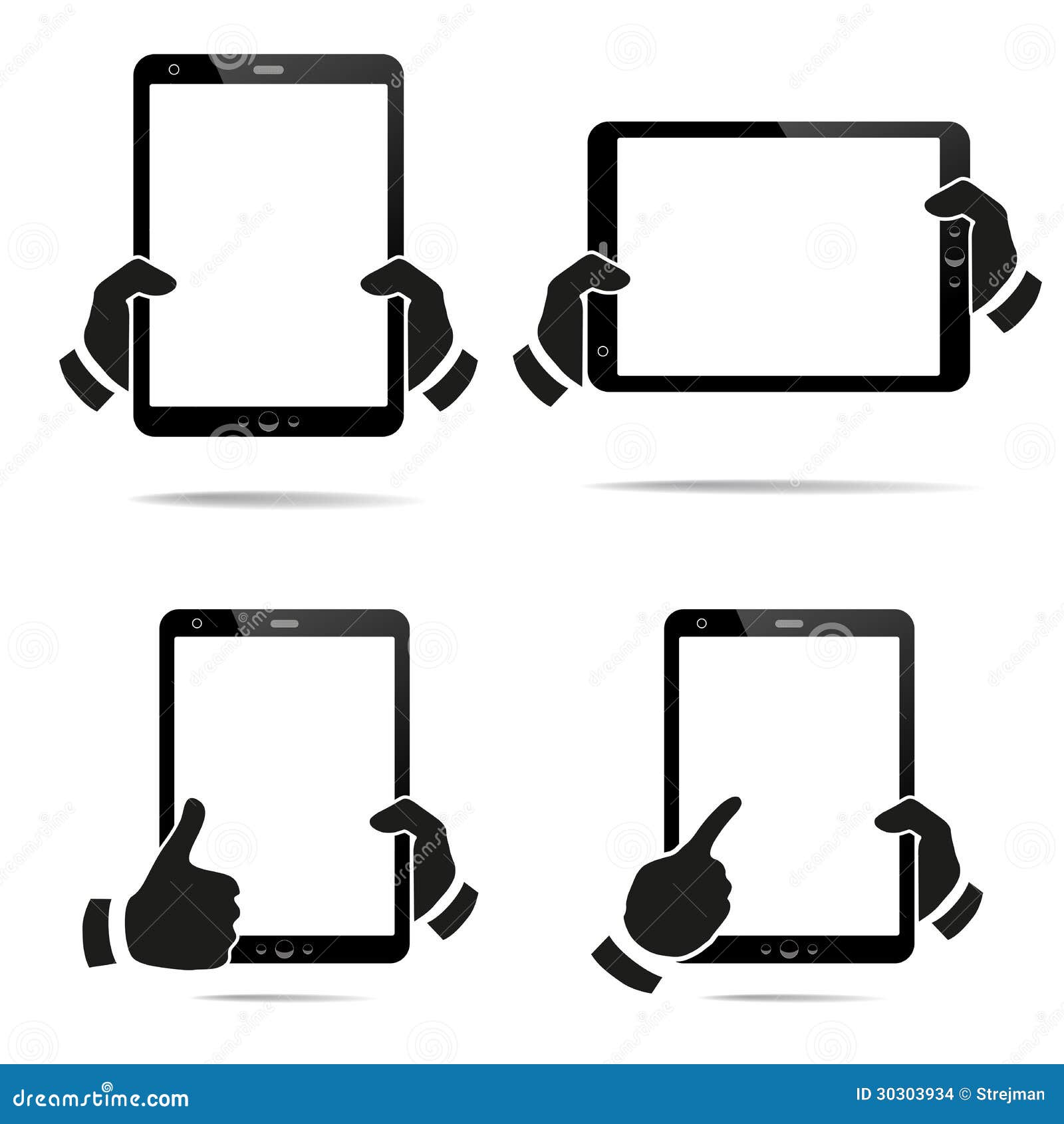 Hands Holding a Tablet with Isolated Screen Stock Vector - Illustration ...