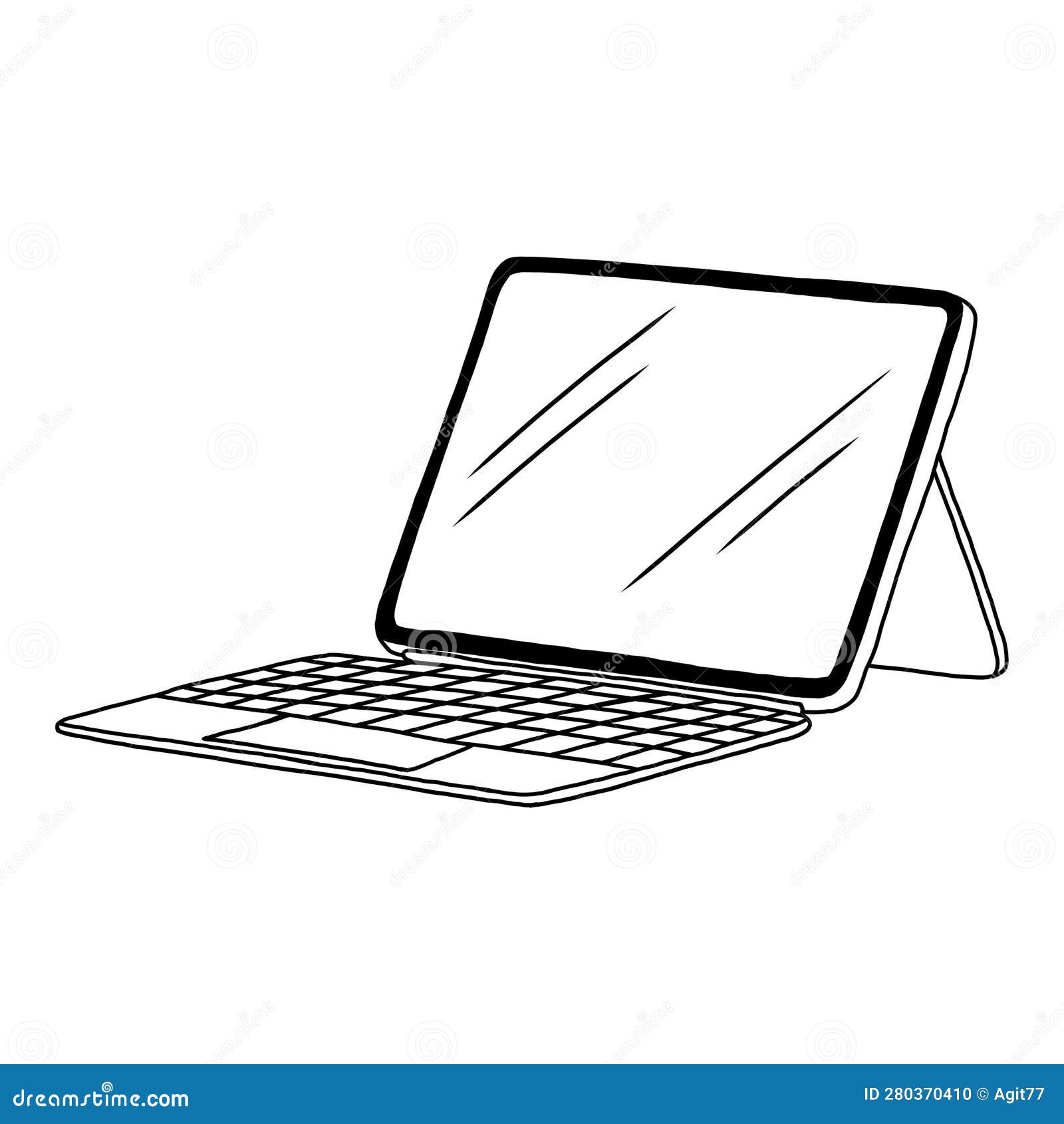Tablet Computer Mobile Stand Blank Screen Drawing Doodle Art Vector ...