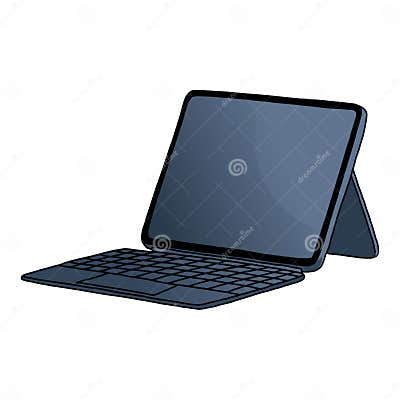 Tablet Computer Mobile Stand Blank Screen Drawing Doodle Art Vector ...