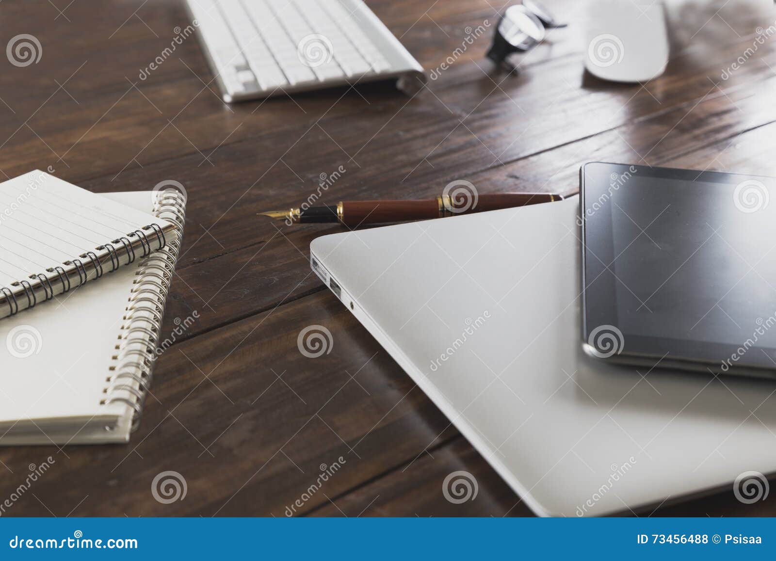 Tablet, Computer Notebook on Office Desk Stock Photo - Image of table ...