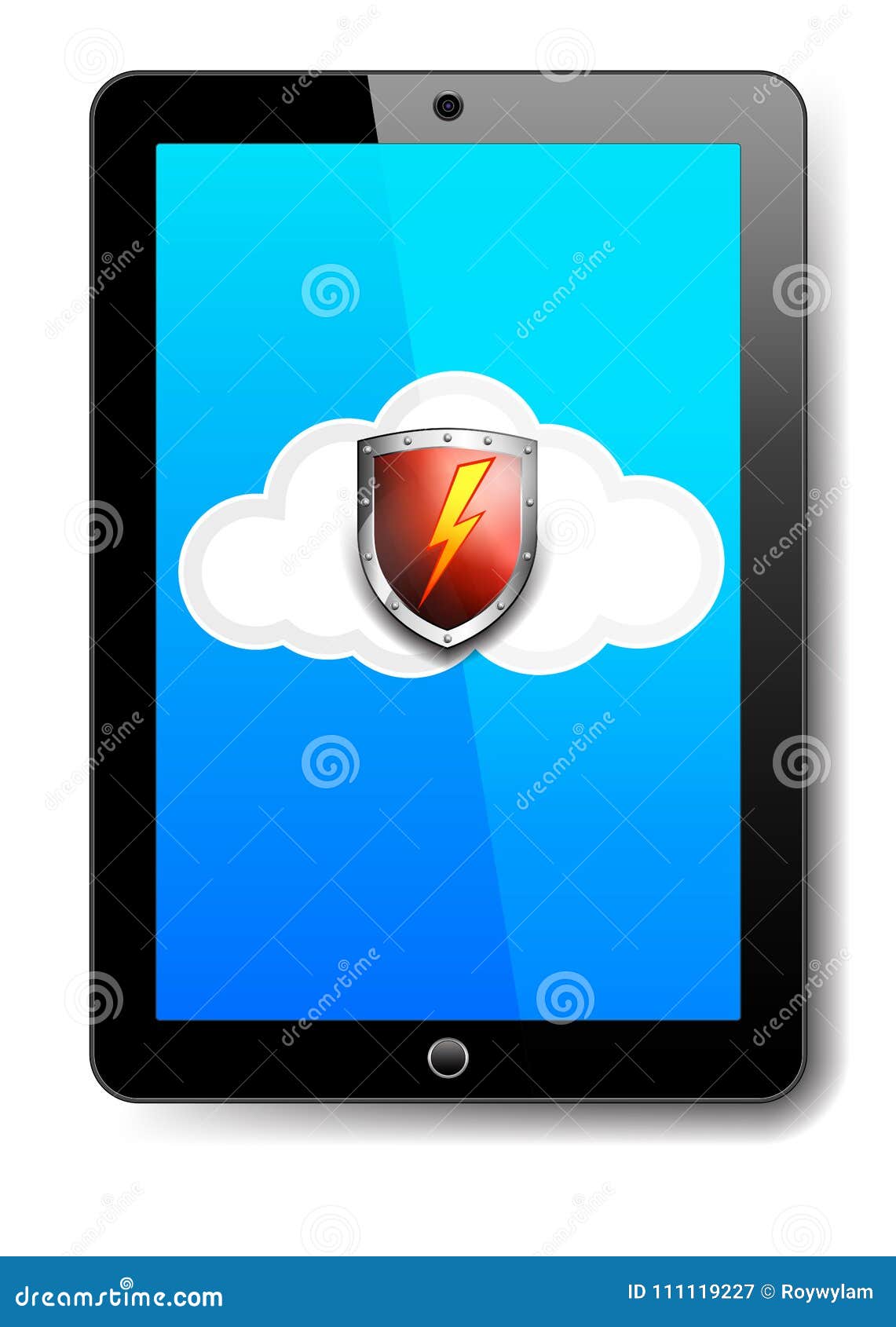Tablet Computer Protection Red Shield on Cloud Stock Vector ...