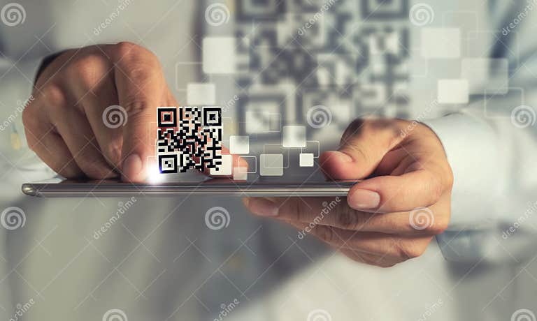 Tablet Computer Qr Code Scan Stock Image - Image of price, quick: 24813267