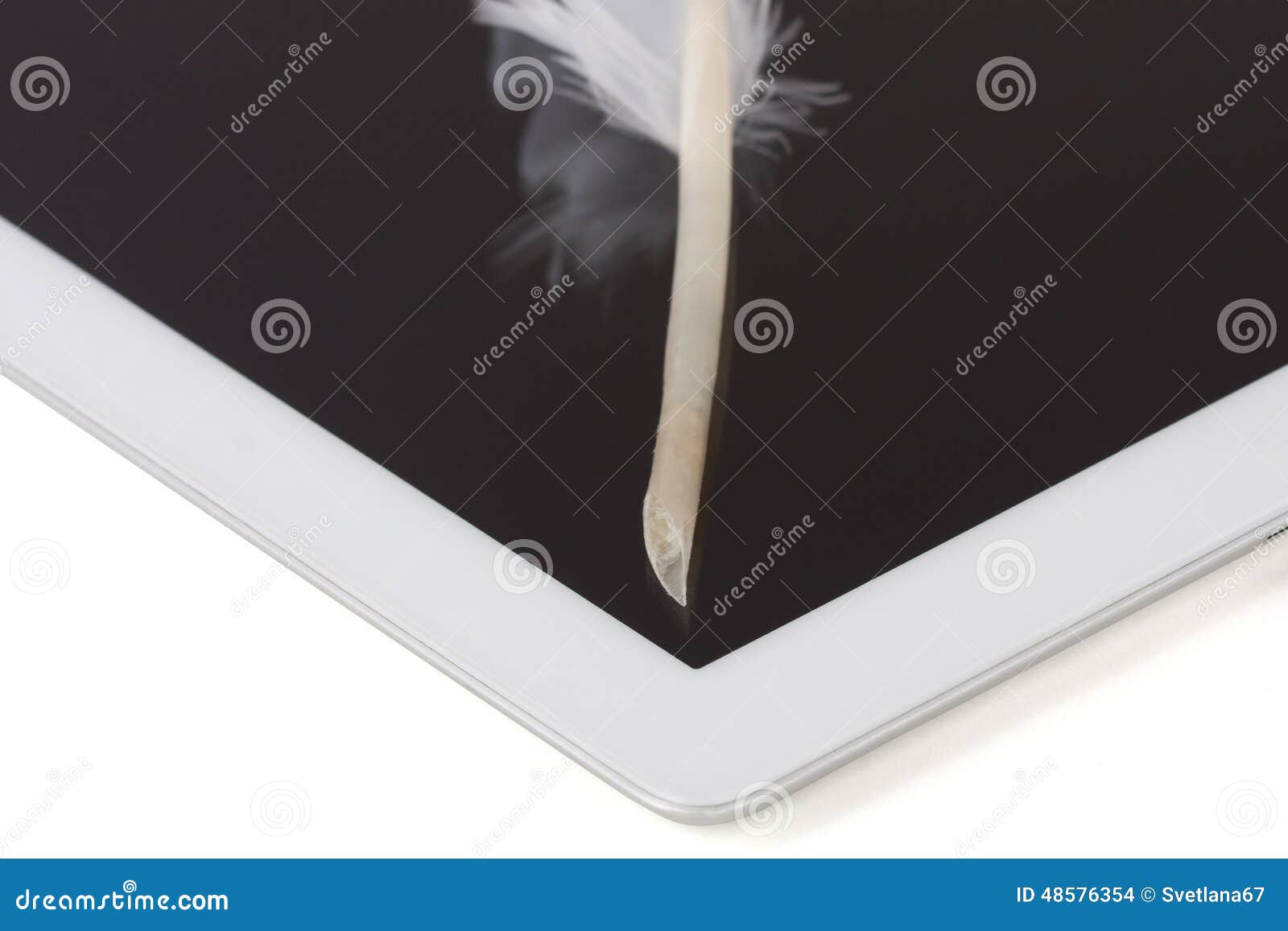 Tablet Computer with Quill Pen Stock Photo - Image of note, ipad: 48576354