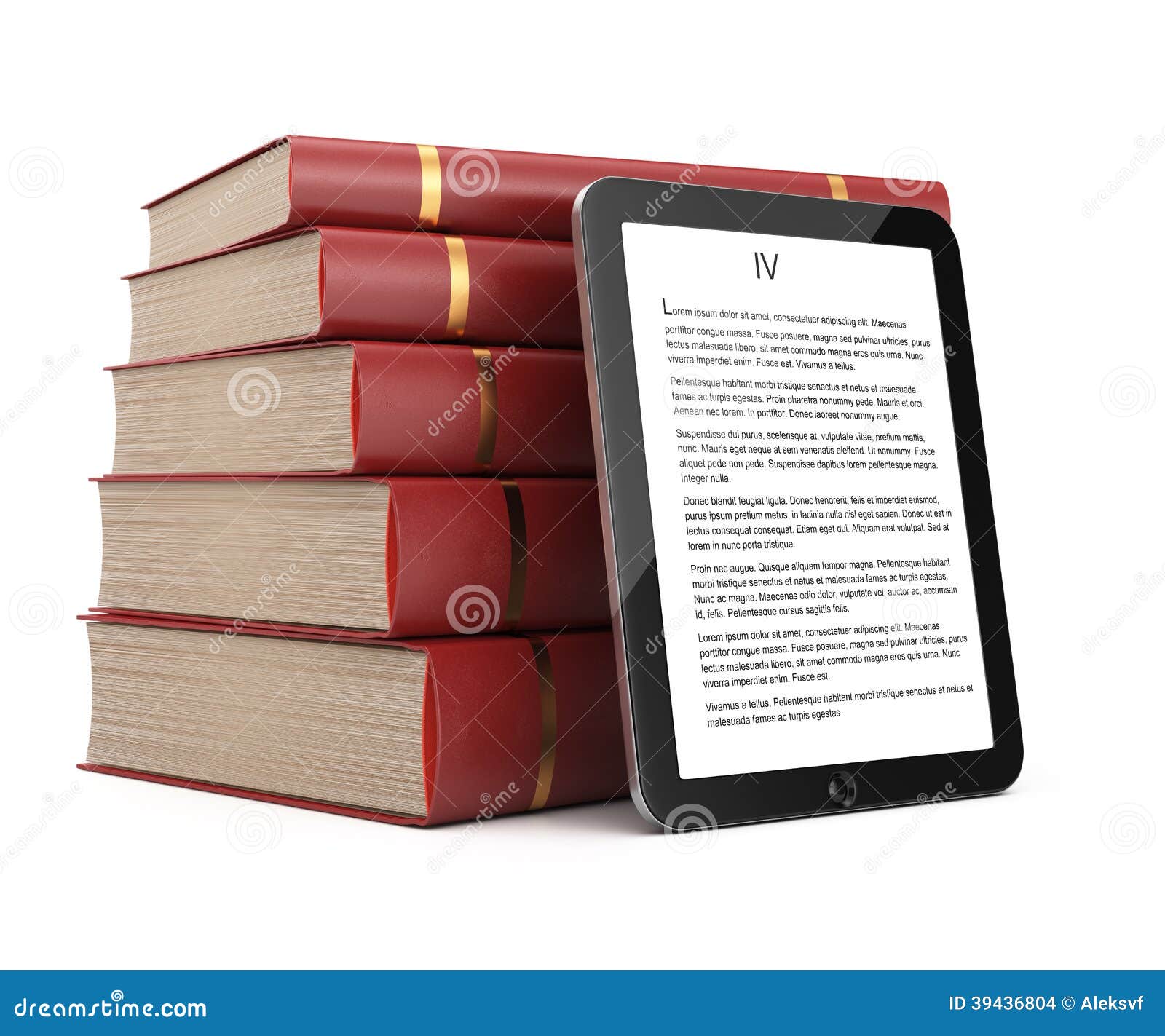 Tablet Computer and Stack of Books Stock Illustration - Illustration of ...