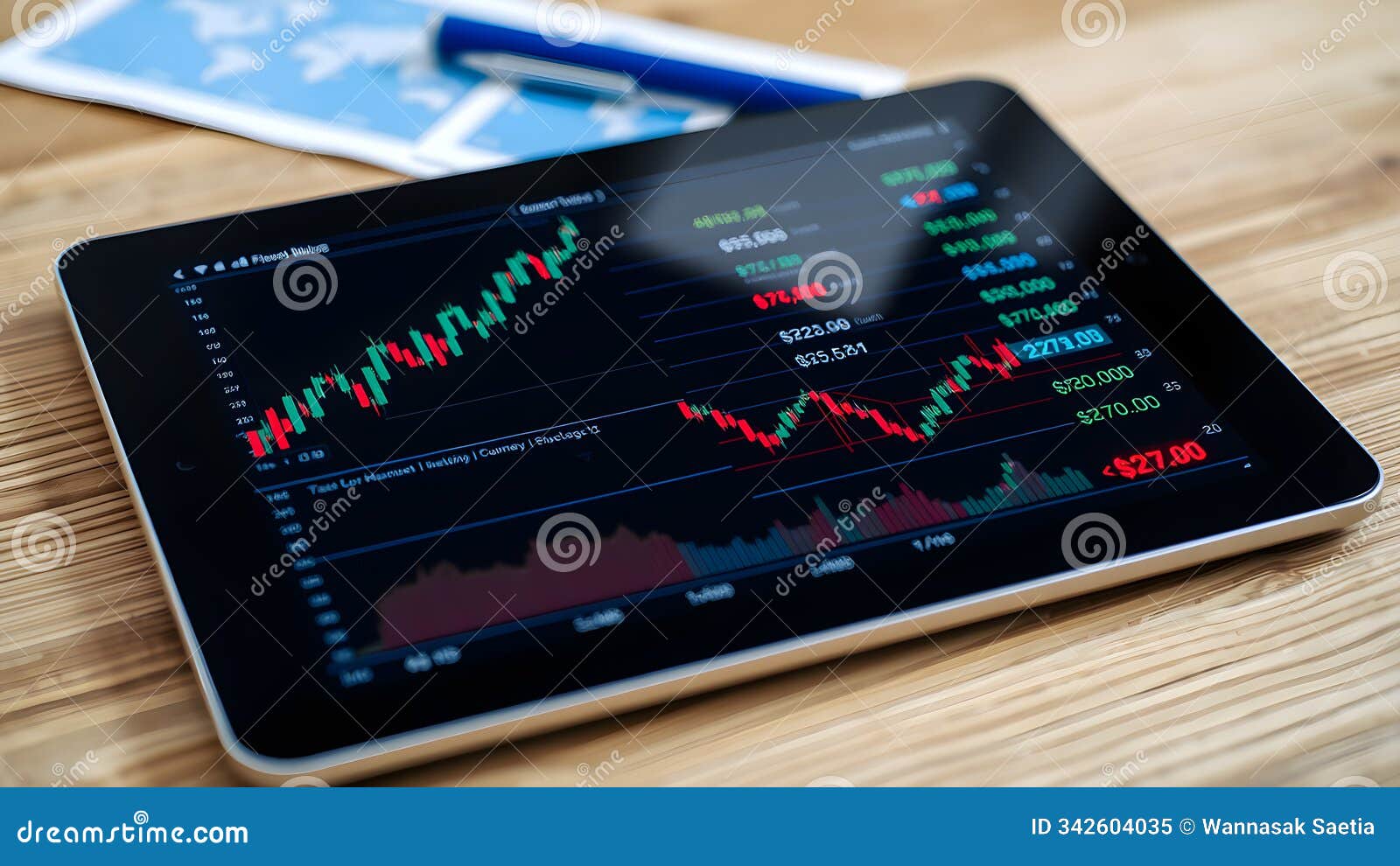 Tablet Computer with Stock Market Chart on Screen. Trading Concept ...
