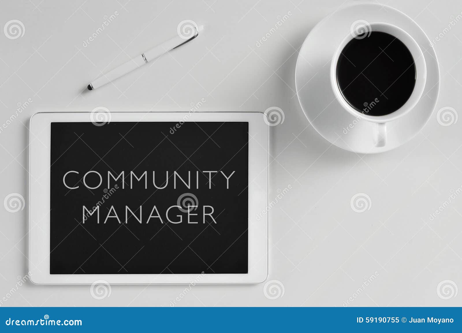 Tablet Computer and Text Community Manager Stock Image - Image of ...