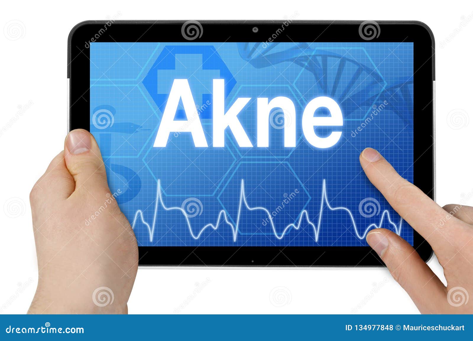 Tablet Computer with Touchscreen and Diagnosis with the German Word for ...