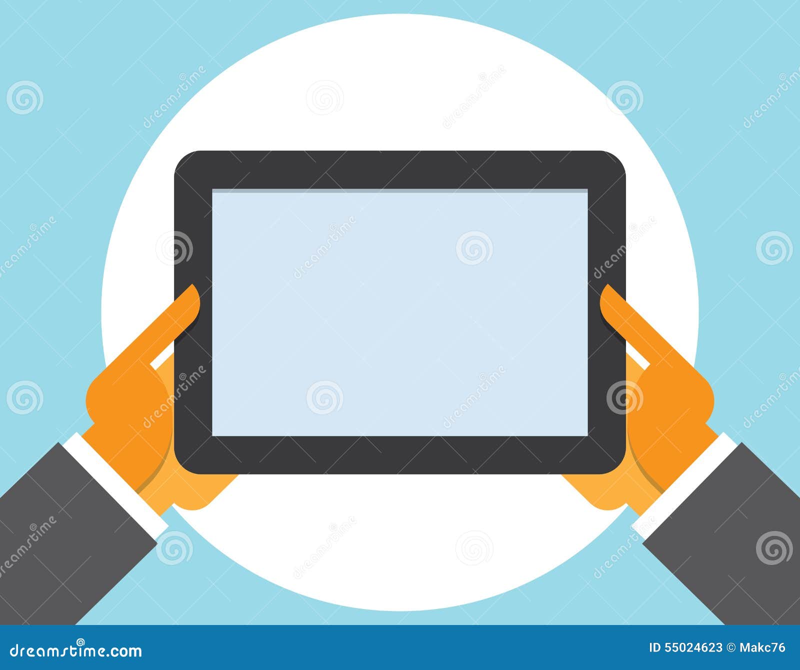 Tablet Computer in User Hands Stock Vector - Illustration of white ...