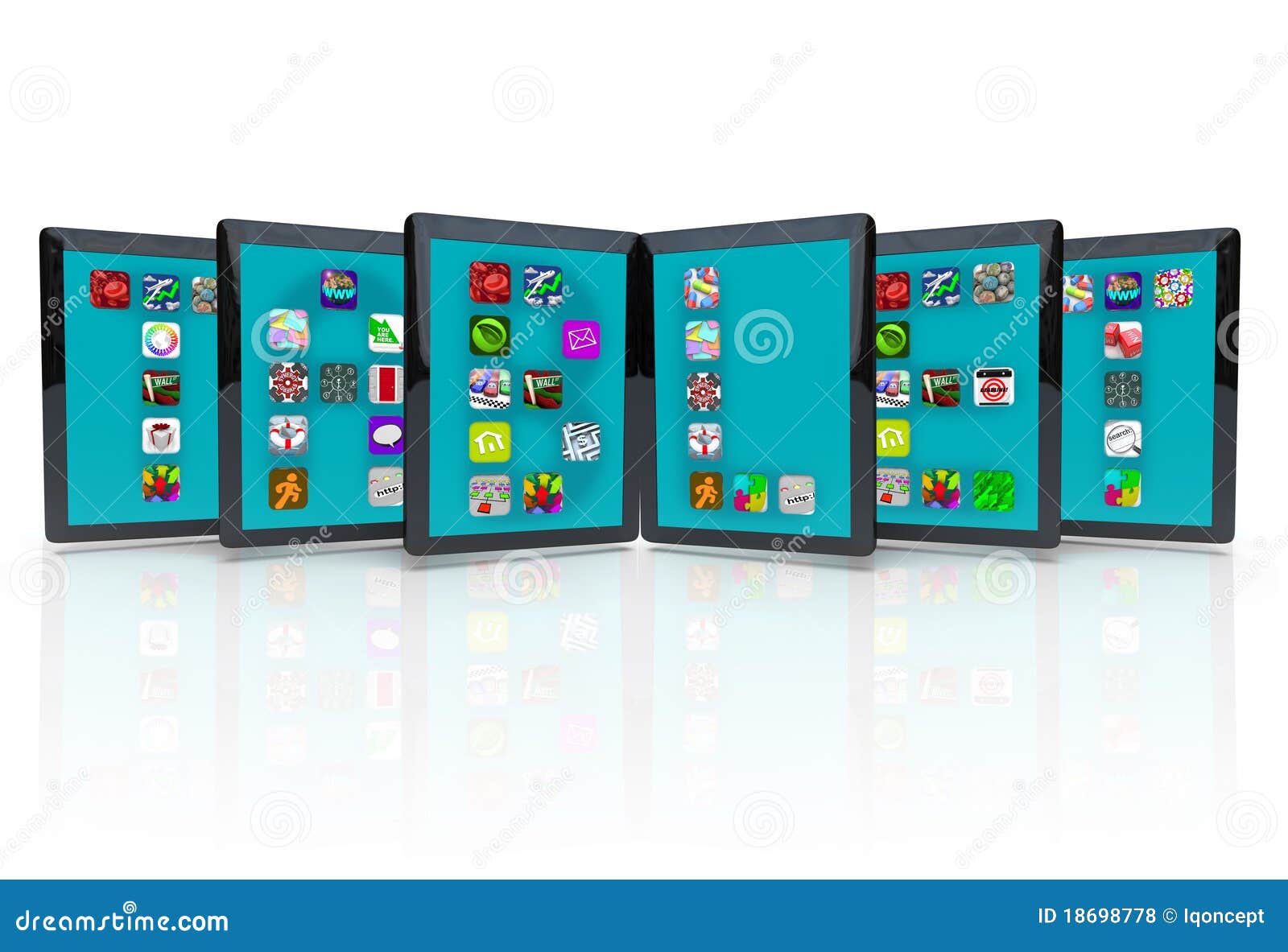 Tablet Computers with Application Icons for Apps Stock Illustration ...