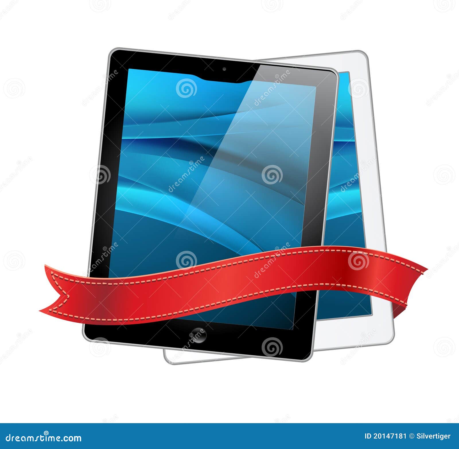 Tablet Computers Icons and Red Ribbon Stock Vector - Illustration of ...