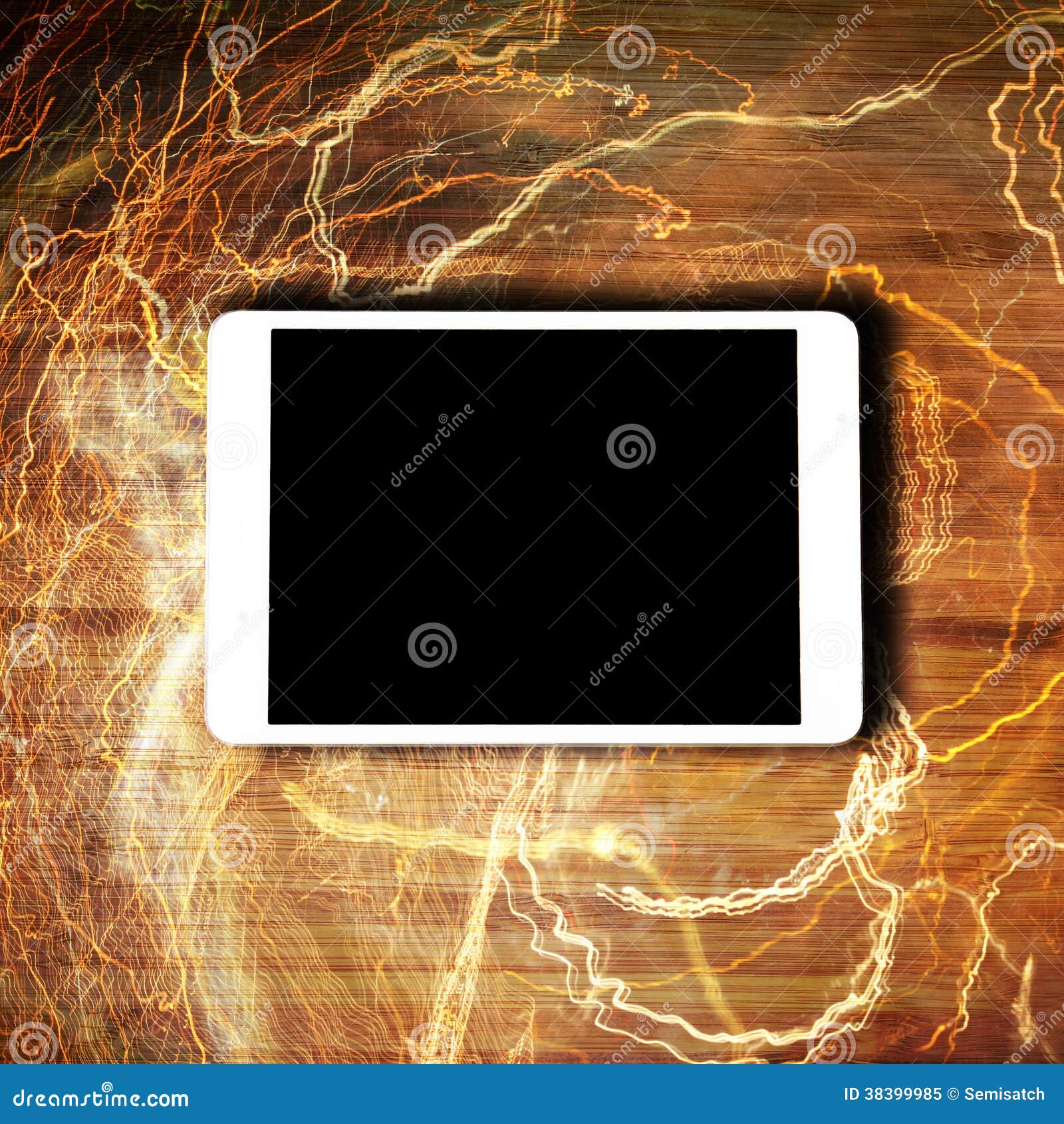 Tablet Concept with Lightnings Stock Image - Image of message, laptop ...