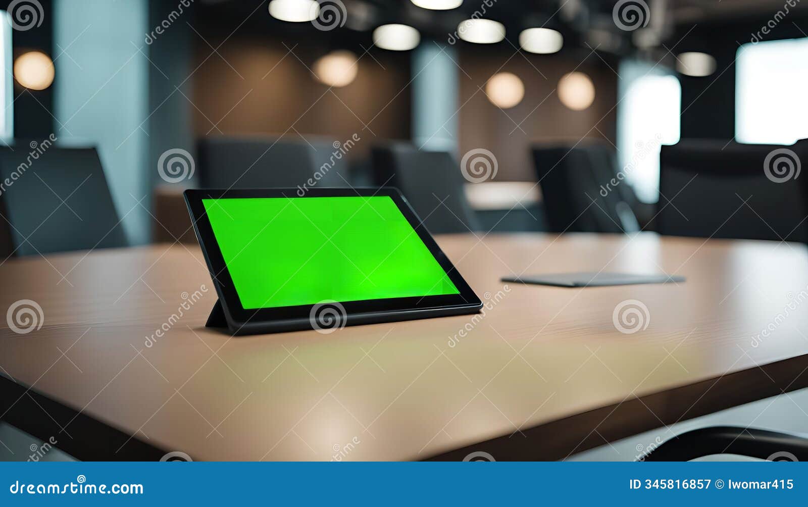 Tablet on a Conference Table Stock Illustration - Illustration of ...