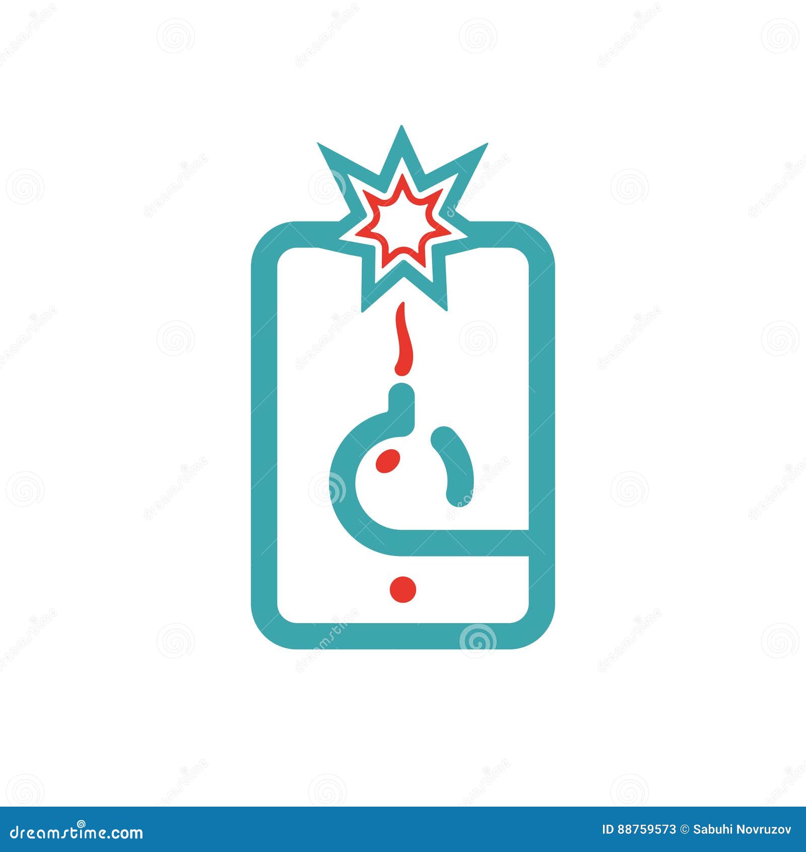 Tablet and Crash Symbol Icon. Stock Vector - Illustration of display ...