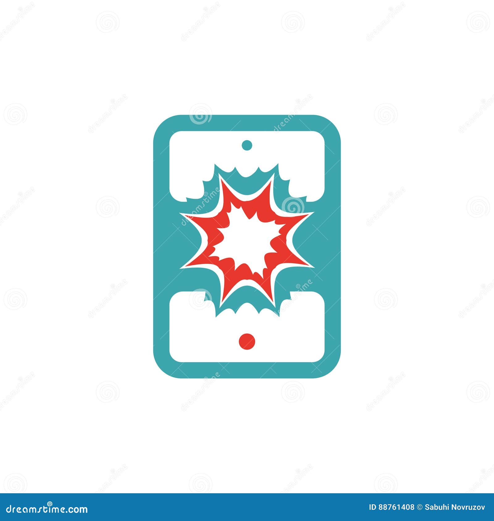 Tablet and Crash Symbol Icon. Stock Vector - Illustration of death ...