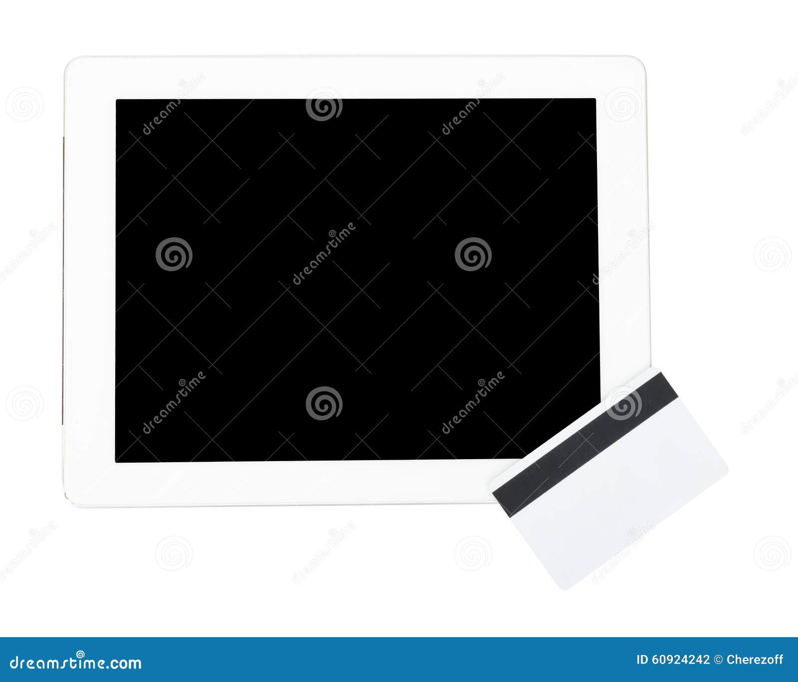 Tablet with credit card stock photo. Image of background - 60924242
