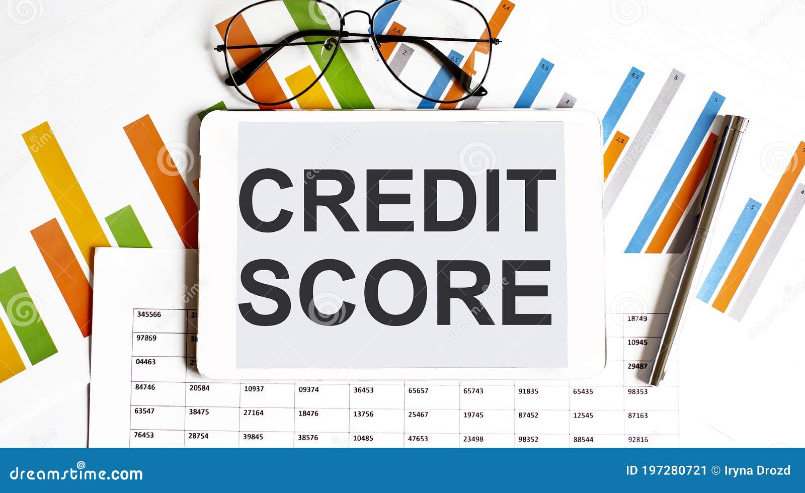 The Tablet with CREDIT SCORE on a Chart Stock Image - Image of ...