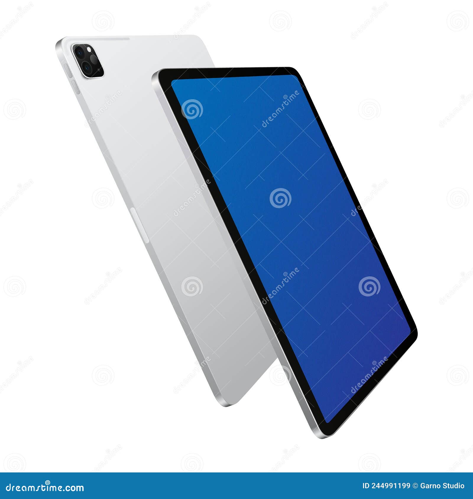 Tablet Cutout for Presentation. Diagonal Side Front and Back View Stock ...