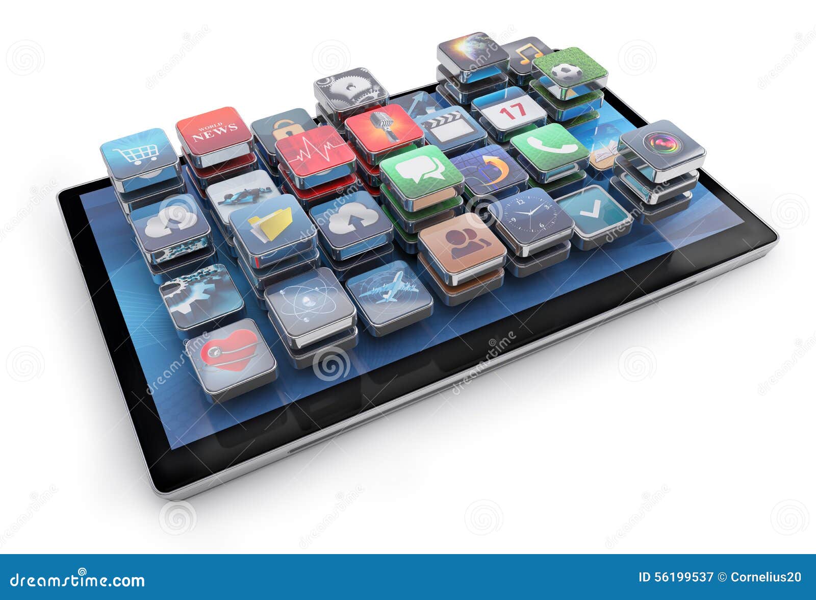 Tablet and 3d icons stock illustration. Illustration of gadget - 56199537
