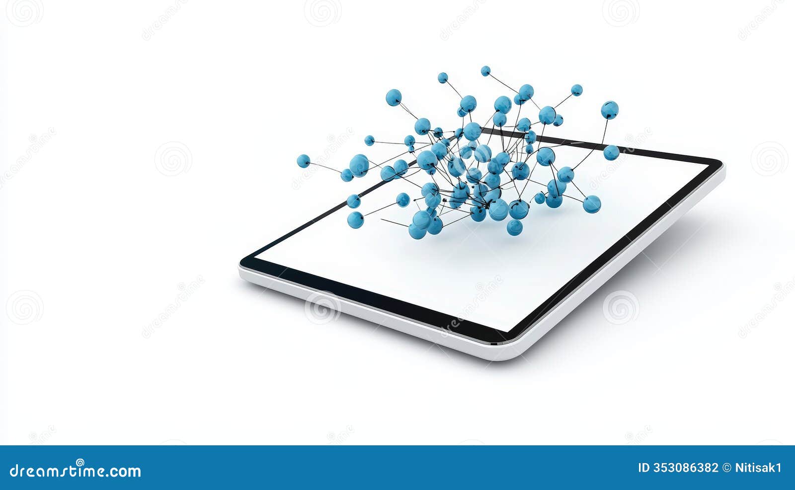 Tablet with 3D Molecular Structure Design Stock Illustration ...