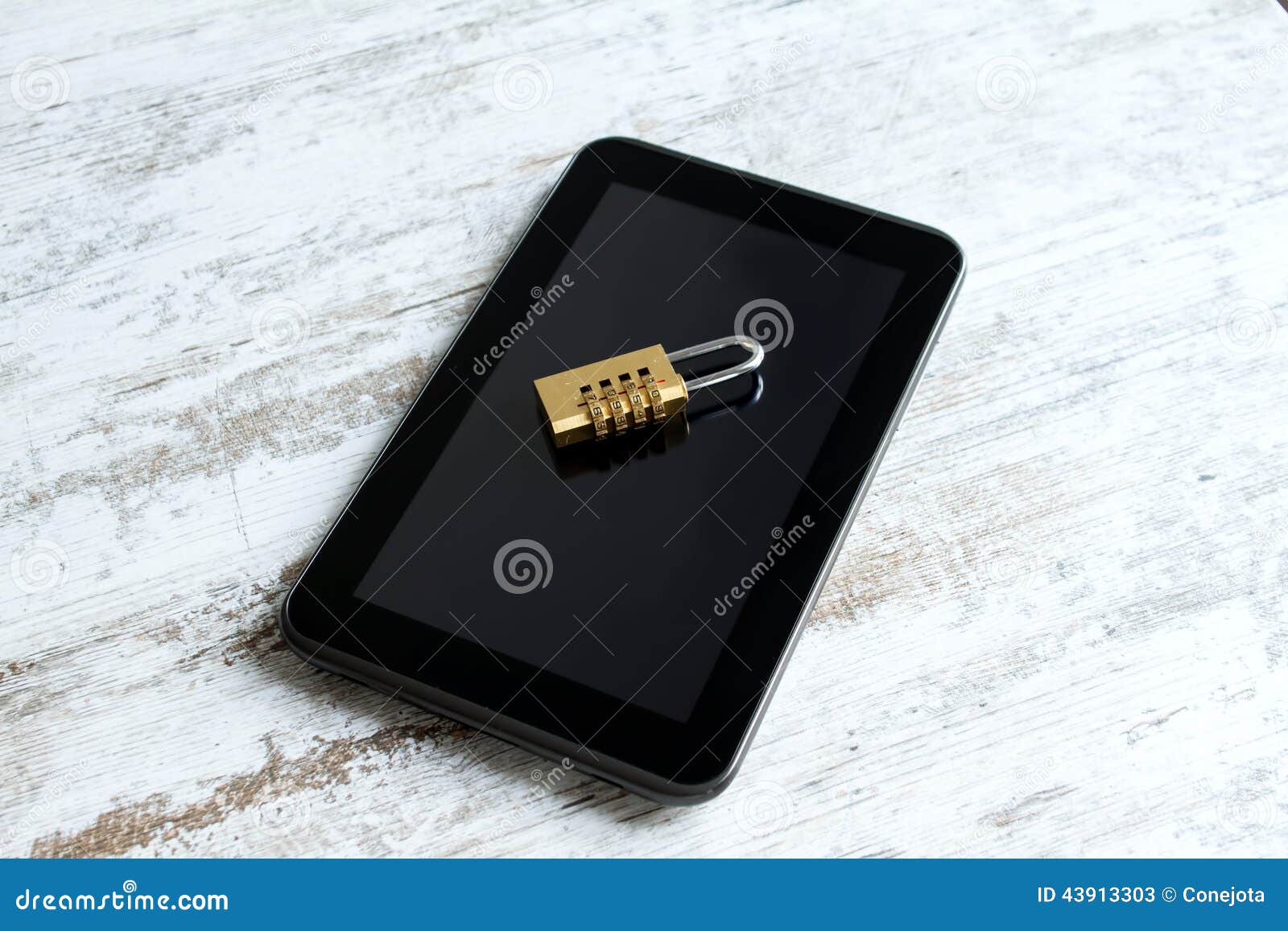 Tablet Data Security Locked Stock Image - Image of lock, code: 43913303