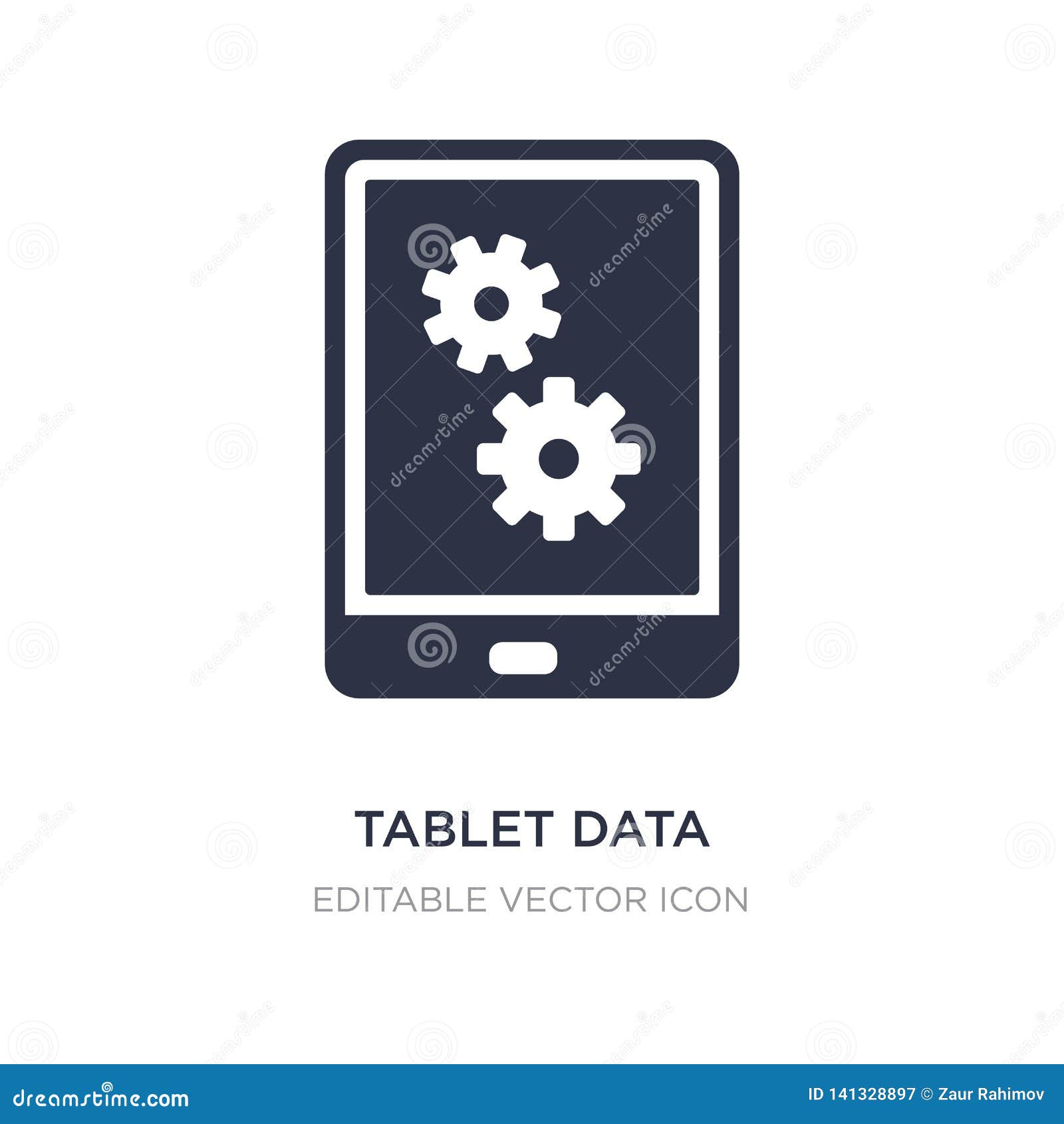 Tablet Data Settings Vector Icon On White Background. Flat Vector ...