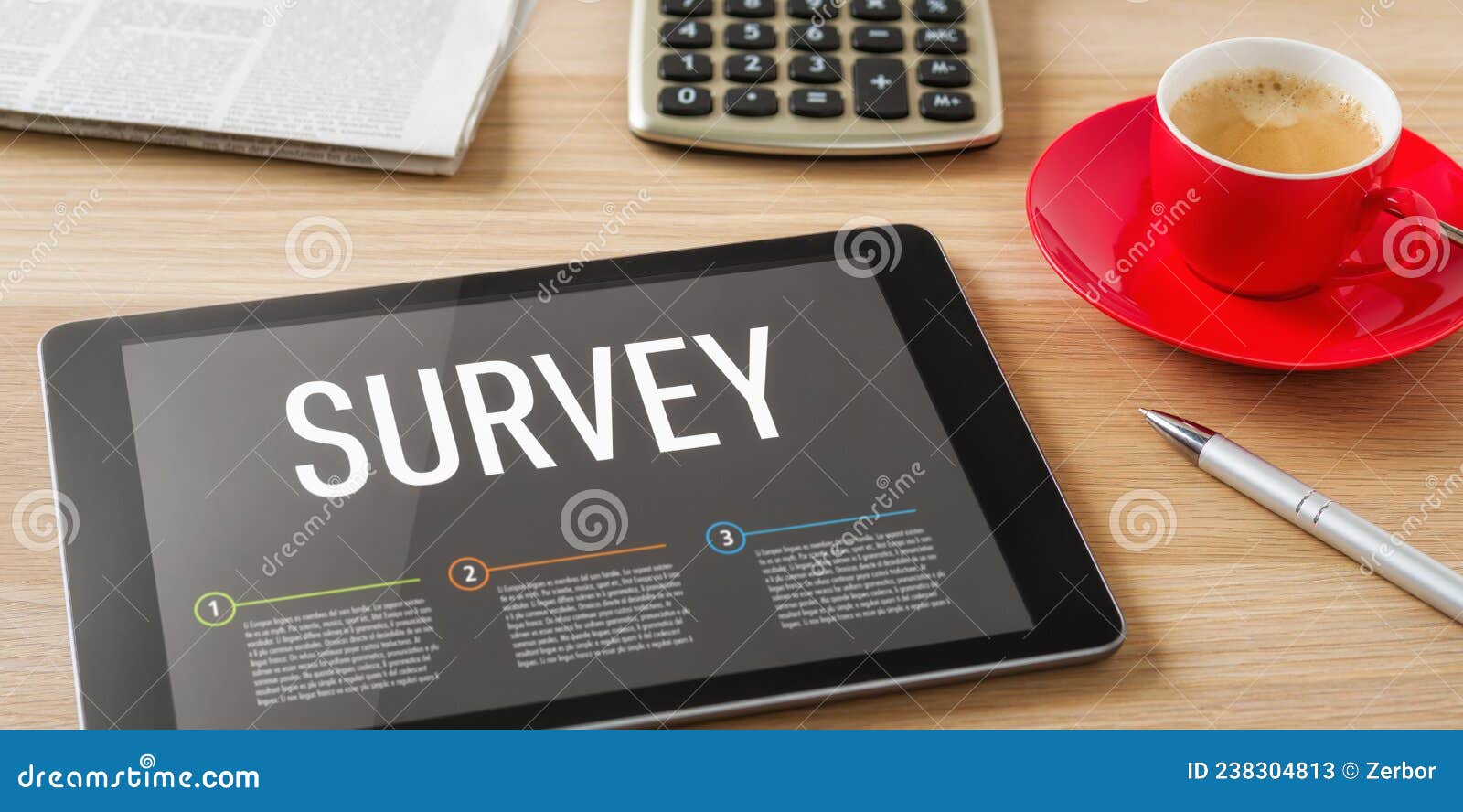 A Tablet on a Desk with the Headline Survey Stock Image - Image of ...