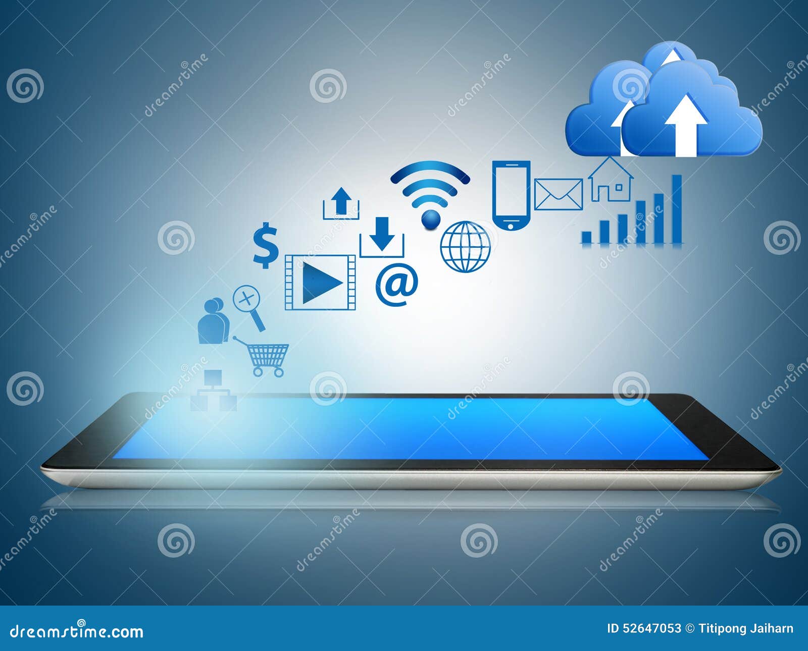 Tablet Device with Application Pop Up Stock Illustration - Illustration ...