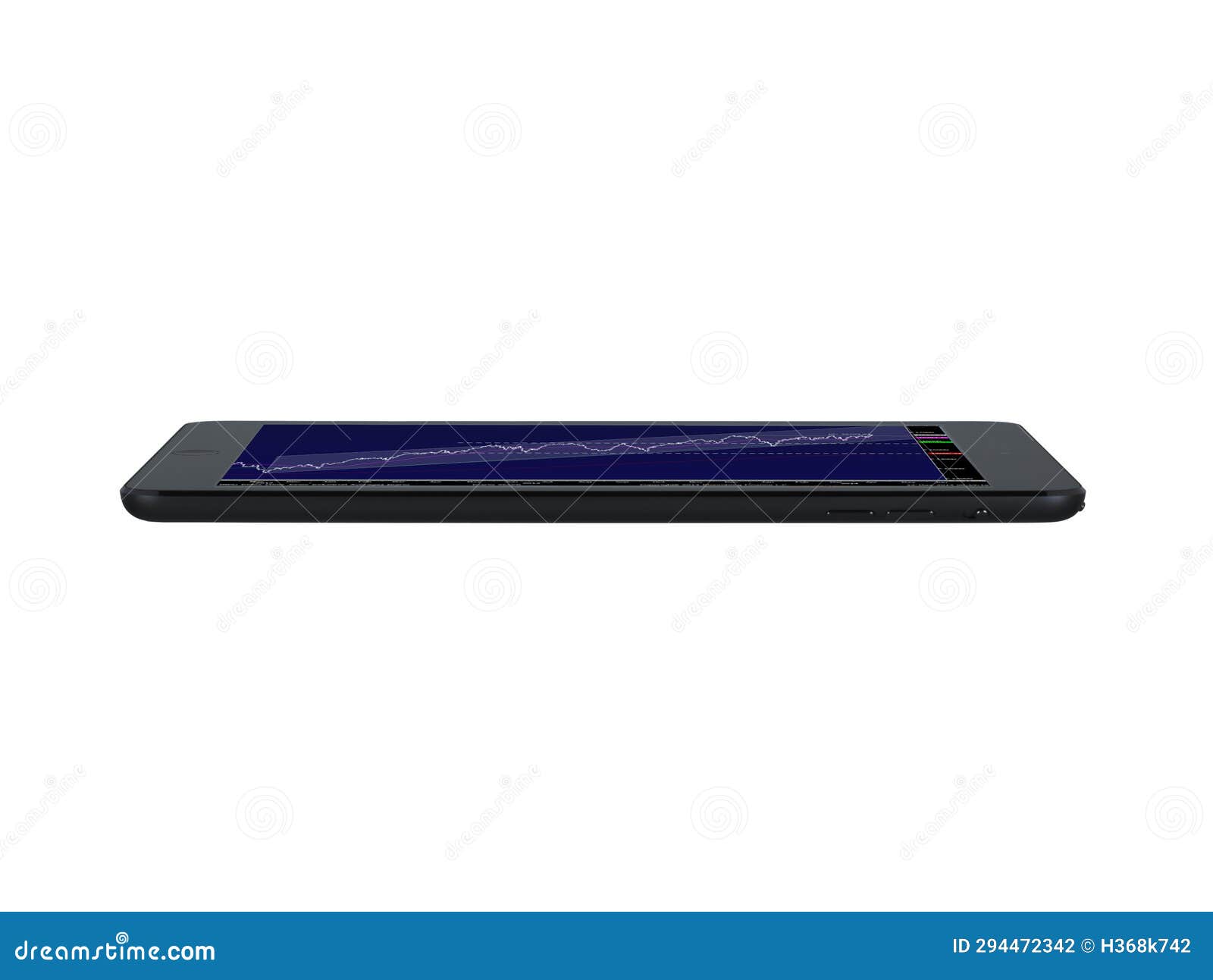 Tablet Device with Graphic Isolated on White. Perspective. Portable ...