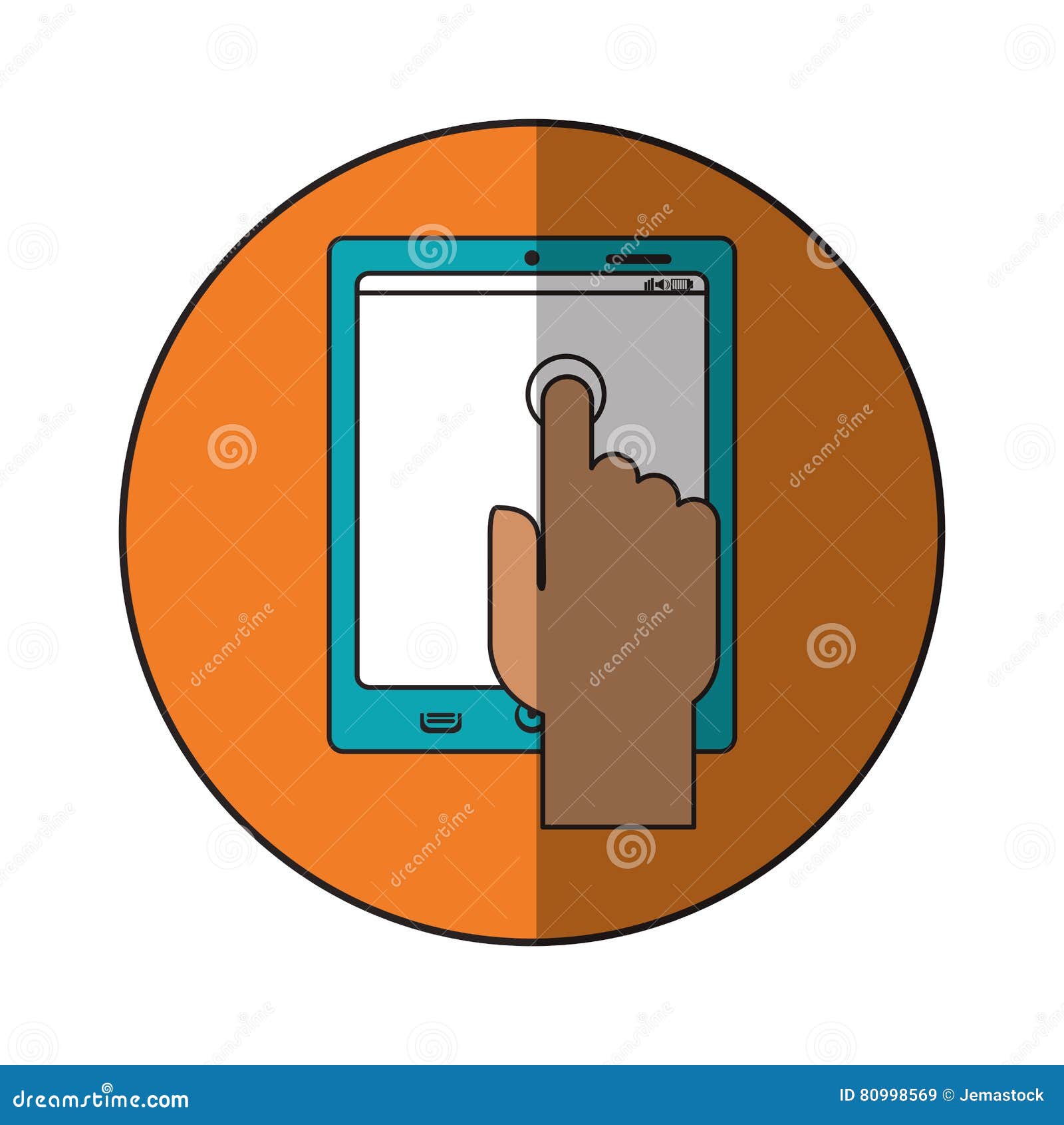 Tablet Device Inside Circle Design Stock Vector - Illustration of ...