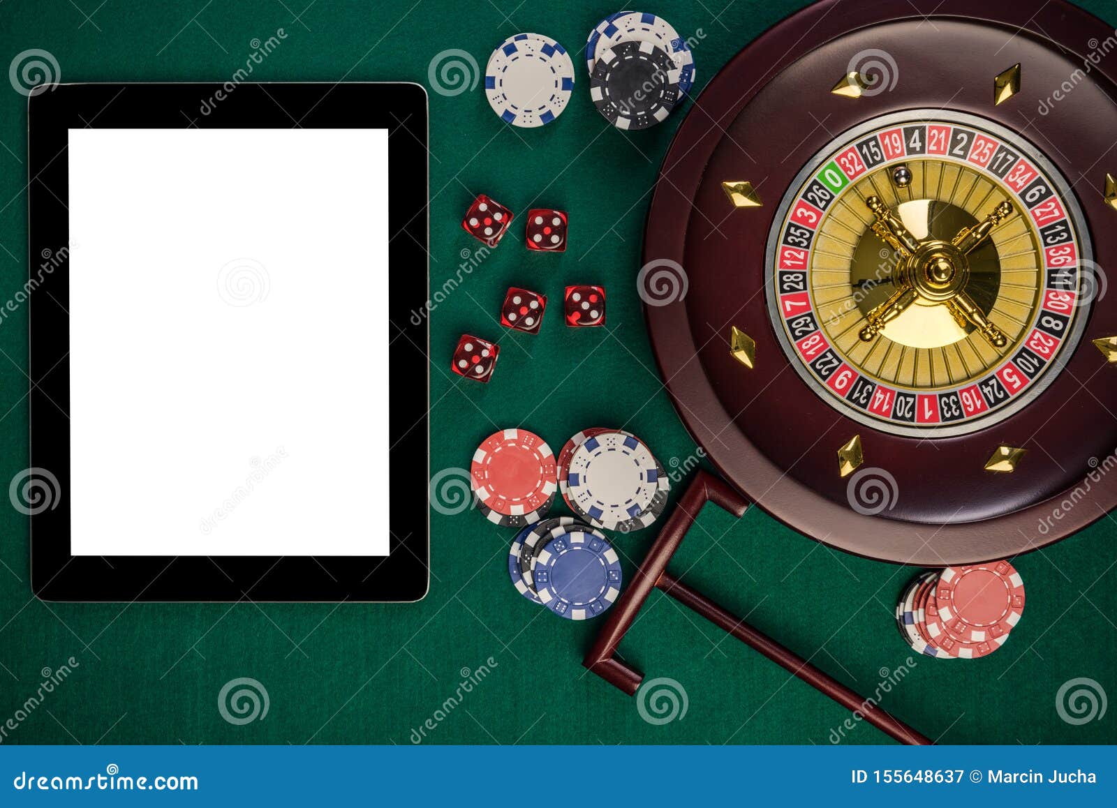 Tablet Device White Screen with Casino Related Items. Gambling Mockup ...