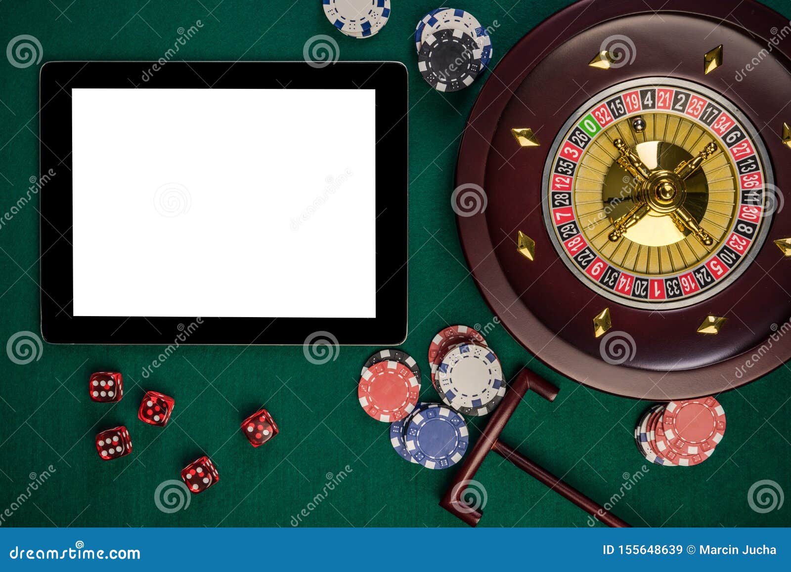 Tablet Device White Screen with Casino Related Items. Gambling Mockup ...