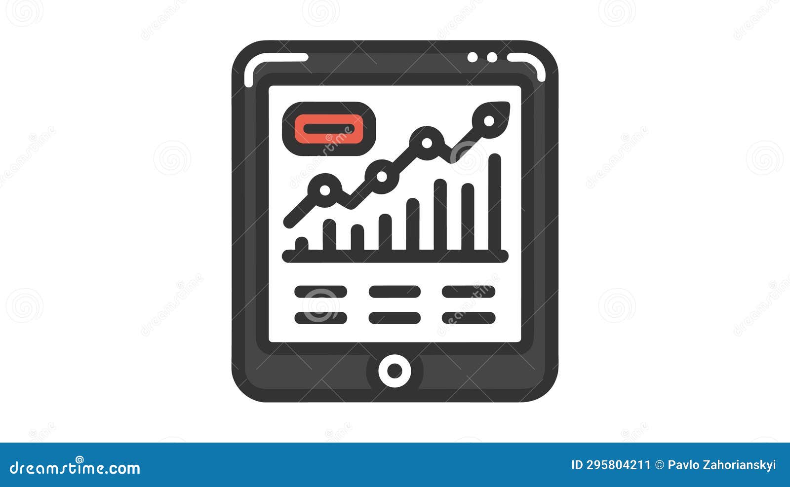 Tablet Displaying a Graph or Chart with a Rising Trend and a ...