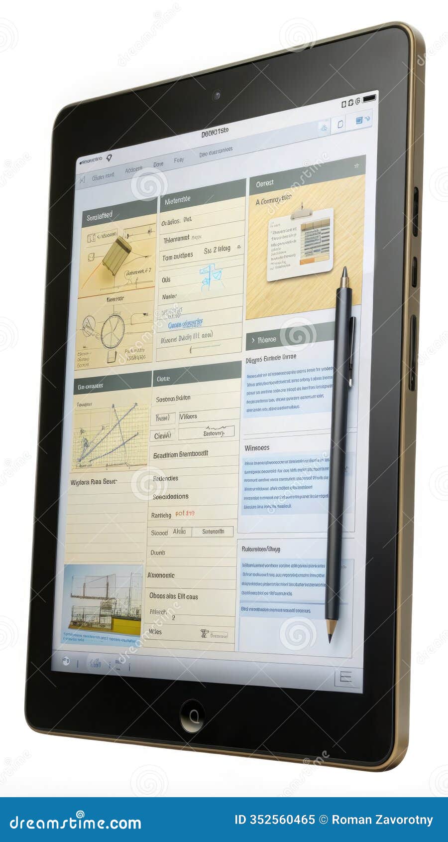 Digital Note Taking App on Tablet in Workspace Showcasing Diverse Notes ...