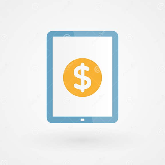 Tablet and Dollar. Concept of Coin. Vector Illustration, Flat Design ...