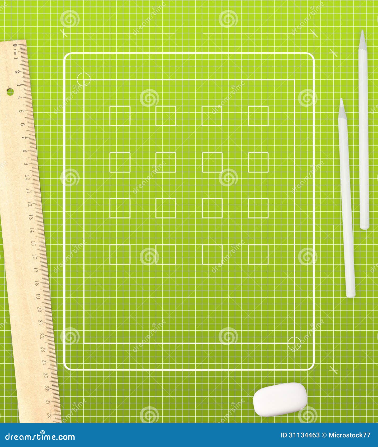 Tablet As Technical Blueprint Drawing. Device Sale Technical Outline ...