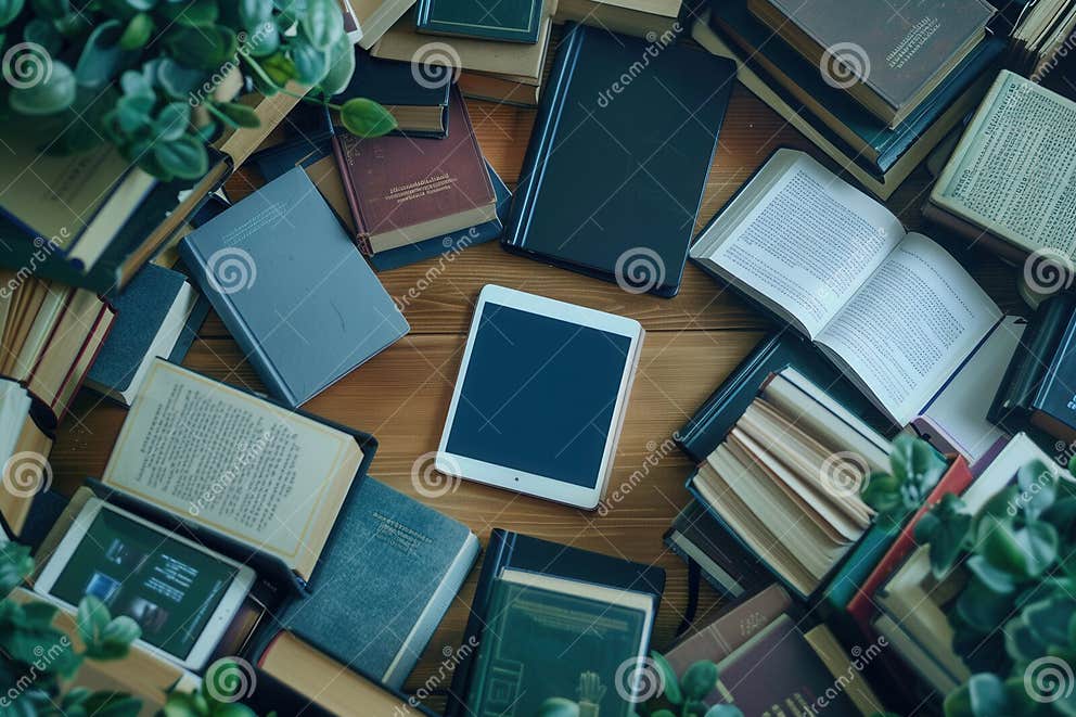 A Tablet and E-reader Displaying Educational Materials Sit Amidst a ...