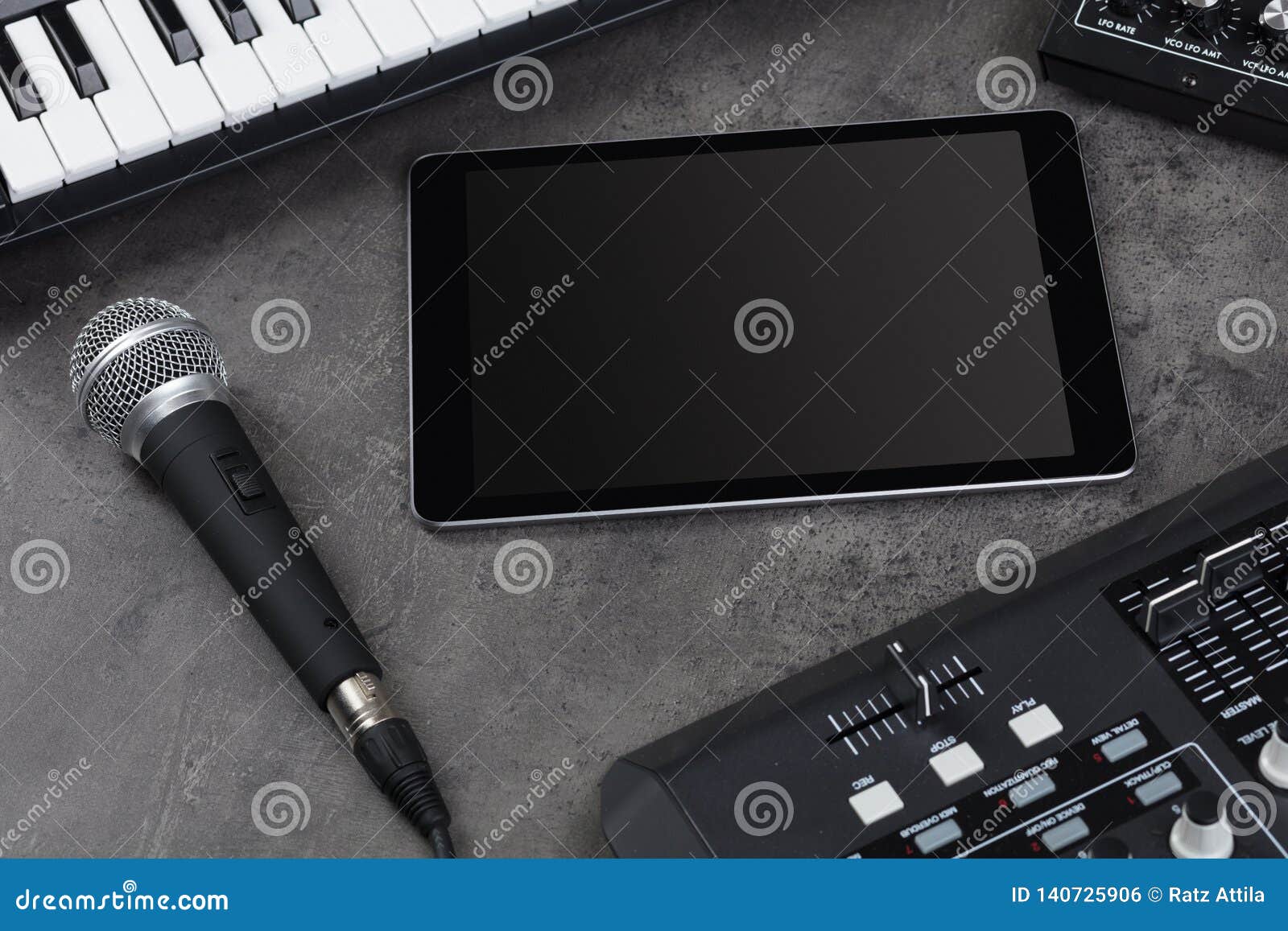 Tablet and Electronic Music Instruments Stock Photo - Image of console ...