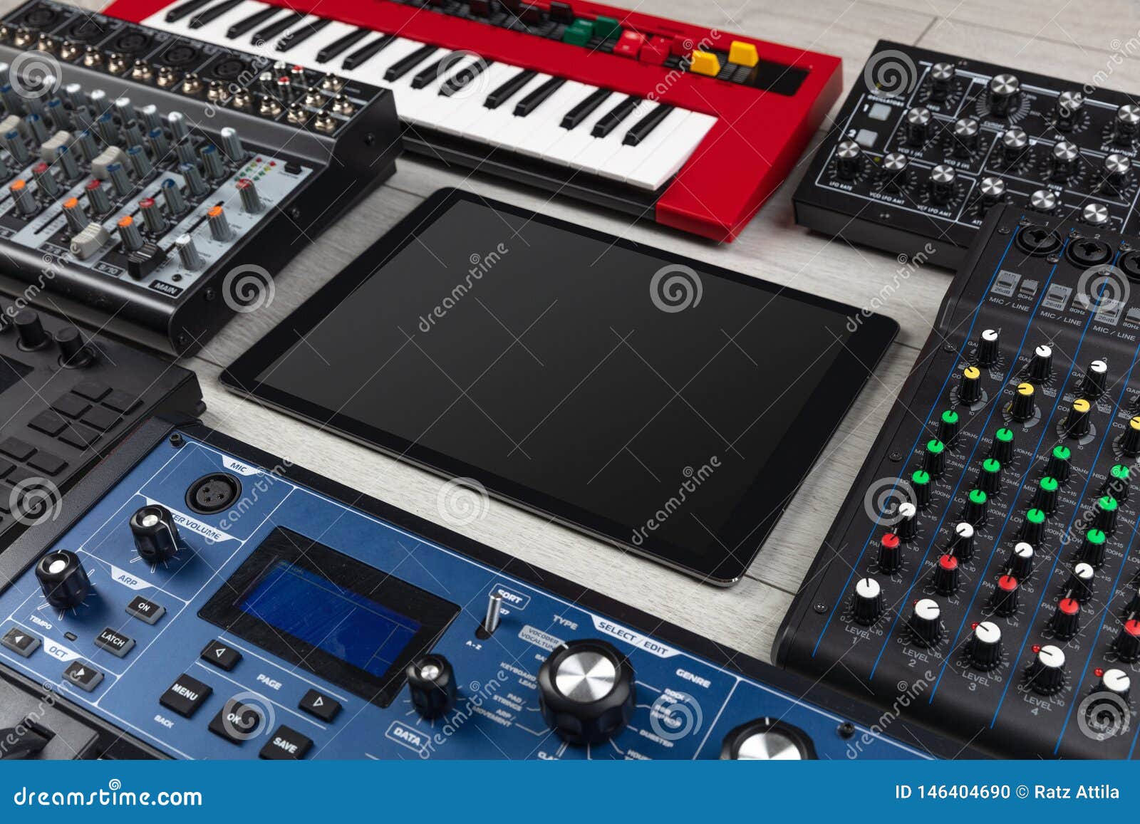 Tablet and Electronic Music Instruments Stock Photo - Image of audio ...