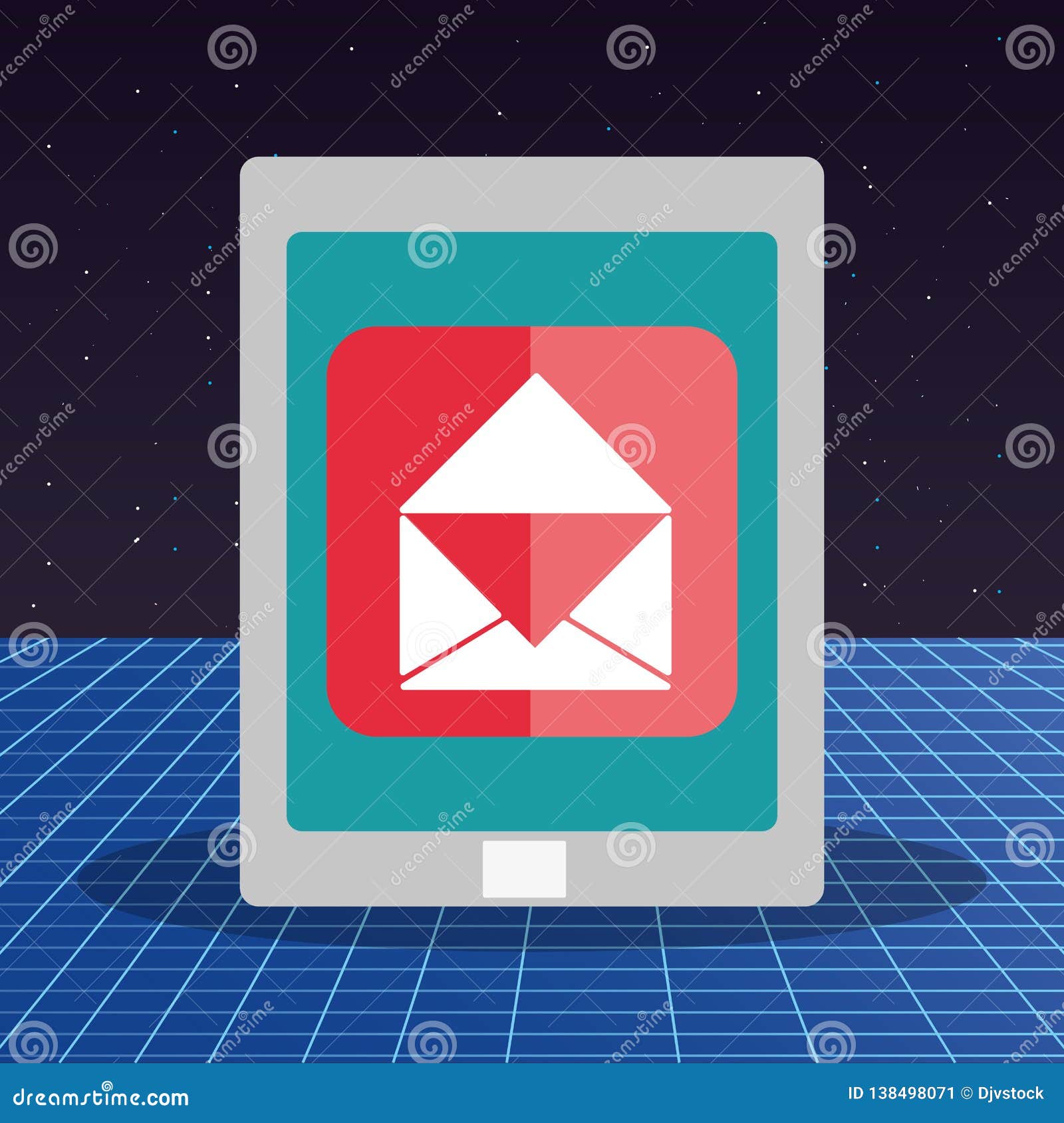 Tablet And Email Symbols In Black And White Cartoon Vector ...